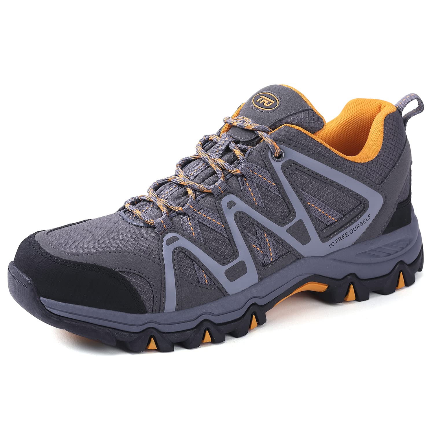 TFO Hiking Shoes Men Waterproof Air Circulation Insole Ankle Support Non-Slip Lightweight for Outdoor Trekking Walking Grey