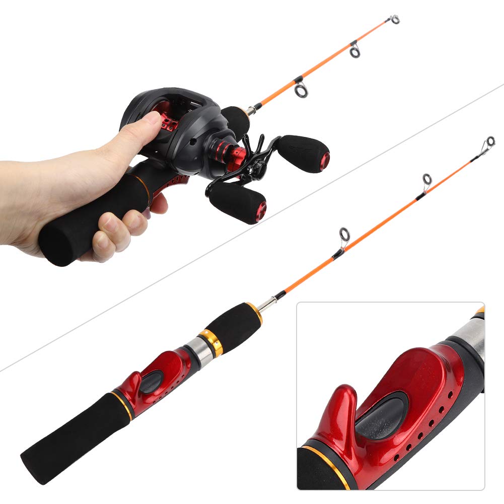 VGEBY Telescopic Fishing Rod, 52cm Fiber Material Ice Fishing Rod Pole Two Sections Three Ring Fishing rods and Accessories