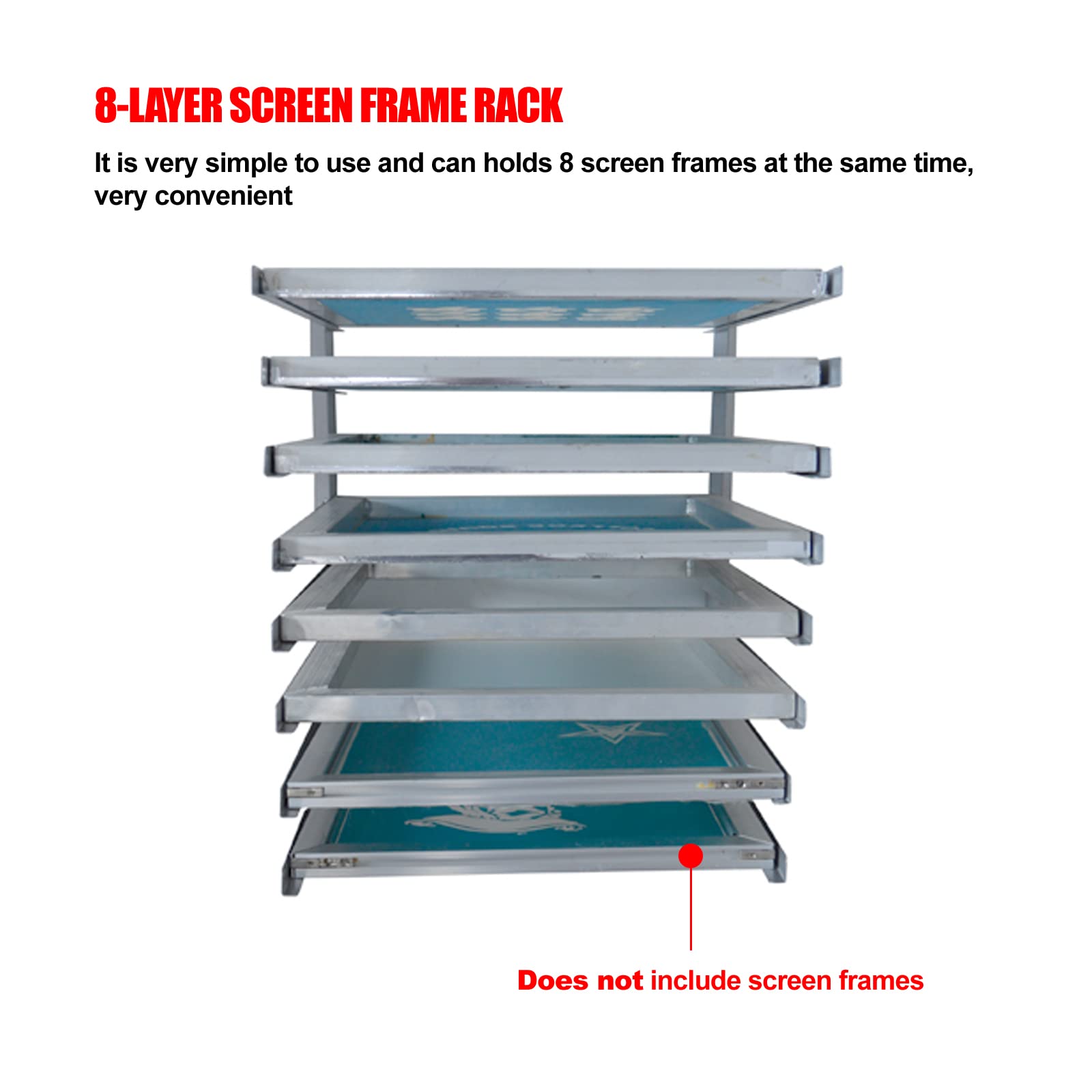 TIANIUSEEN 8 Layers Wall Mounted Screen Frame Rack 25 x 28inch Screen Printing Drying Rack Shelf Storage Screen Frame Holder