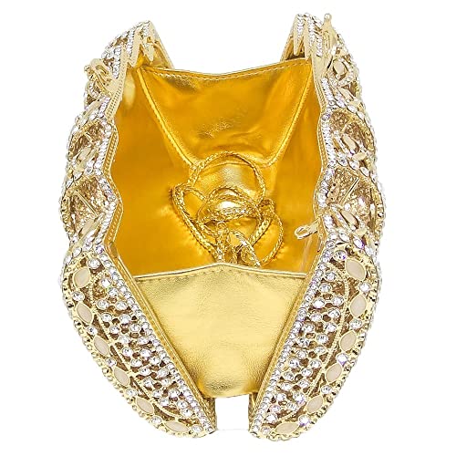 ZHUHW Hollow Out Crystal Women Evening Bags Stones Beaded Wedding Clutch Bridal Purse