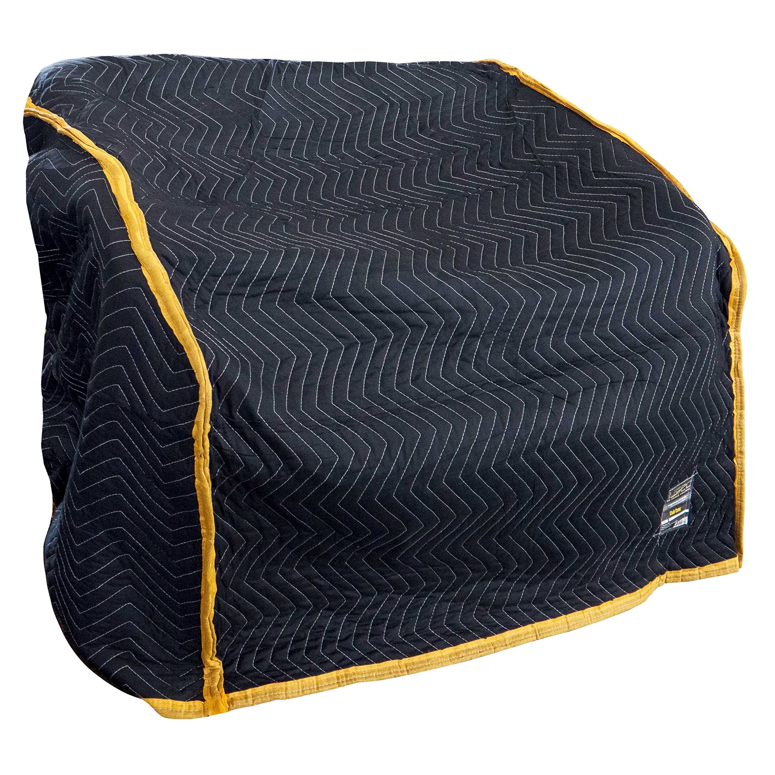 US Cargo Control Heavy Duty Quilted Cover for Chair/Recliner - Black/Yellow Furniture Pad for Moving and Storage - 39 Inches x 46 Inches - Cotton/Polyester Blend - 9 Pounds - Washable, Reusable