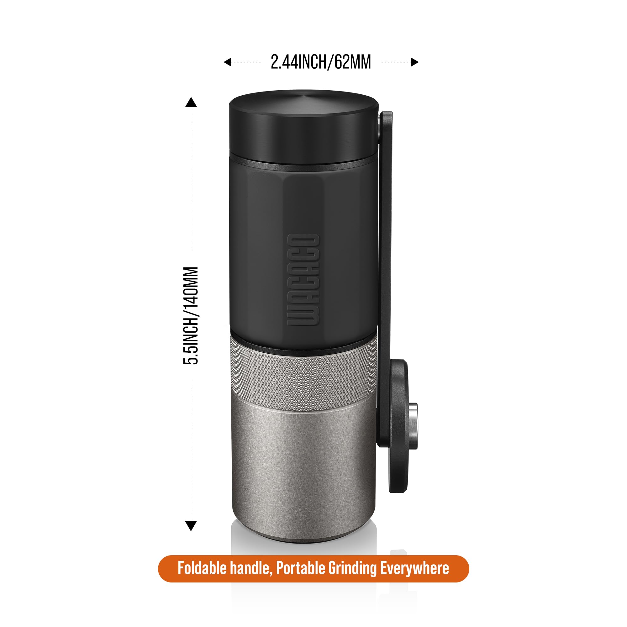 WACACO Exagrind, Manual Coffee Grinder, Stainless Steel Conical Burr, High Precision Adjustable Coffee Bean Grinder with Hand Crank, Handheld Portable Grinder for Espresso, Pour-over, Camping, Travel