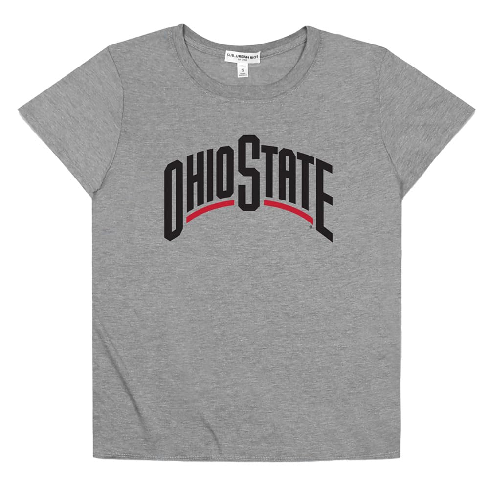 Suburban Riot The Ohio State University Official Varsity Loose Women's Tri-Blend Short Sleeve T-Shirt, Athletic Heather (Medium)