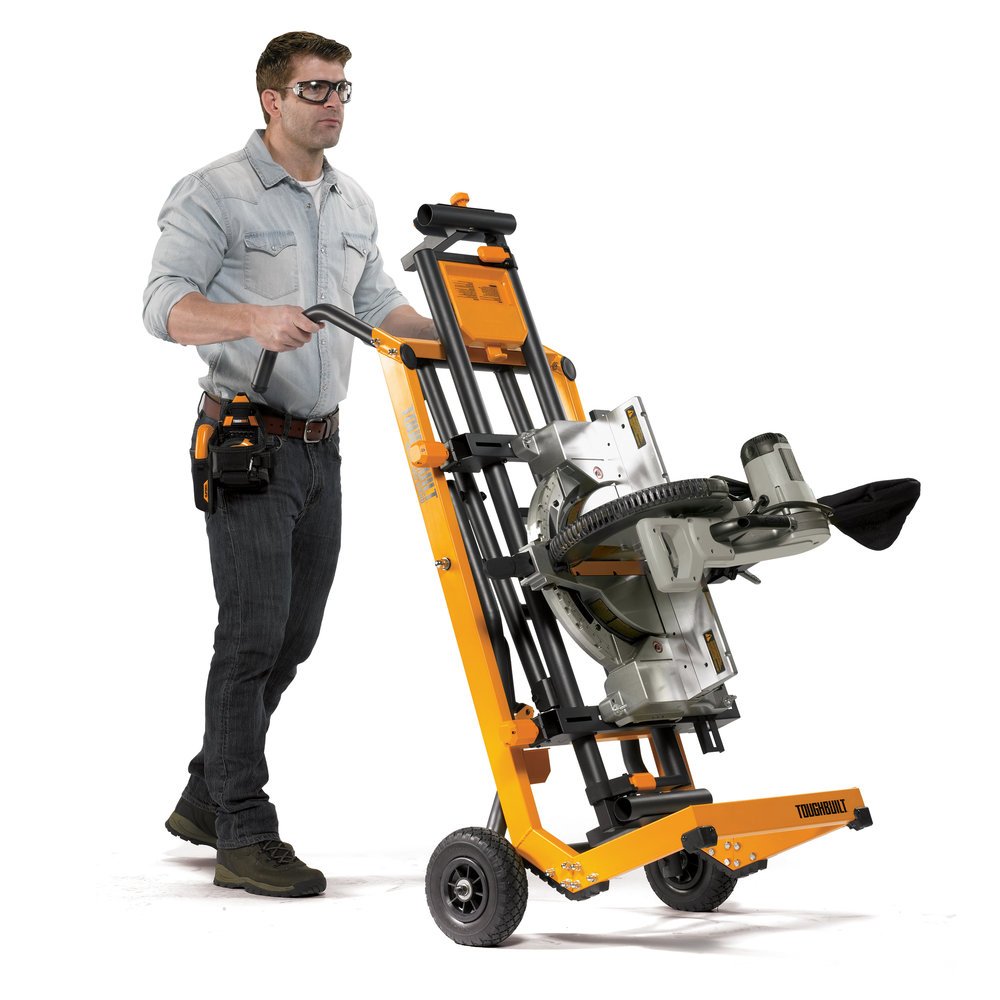 ToughBuilt - 10' Gravity Miter Saw Stand with Universal Tool Mounts - Easy Storage Folding Saw Stand with Rubber Tires - (TB-S600)