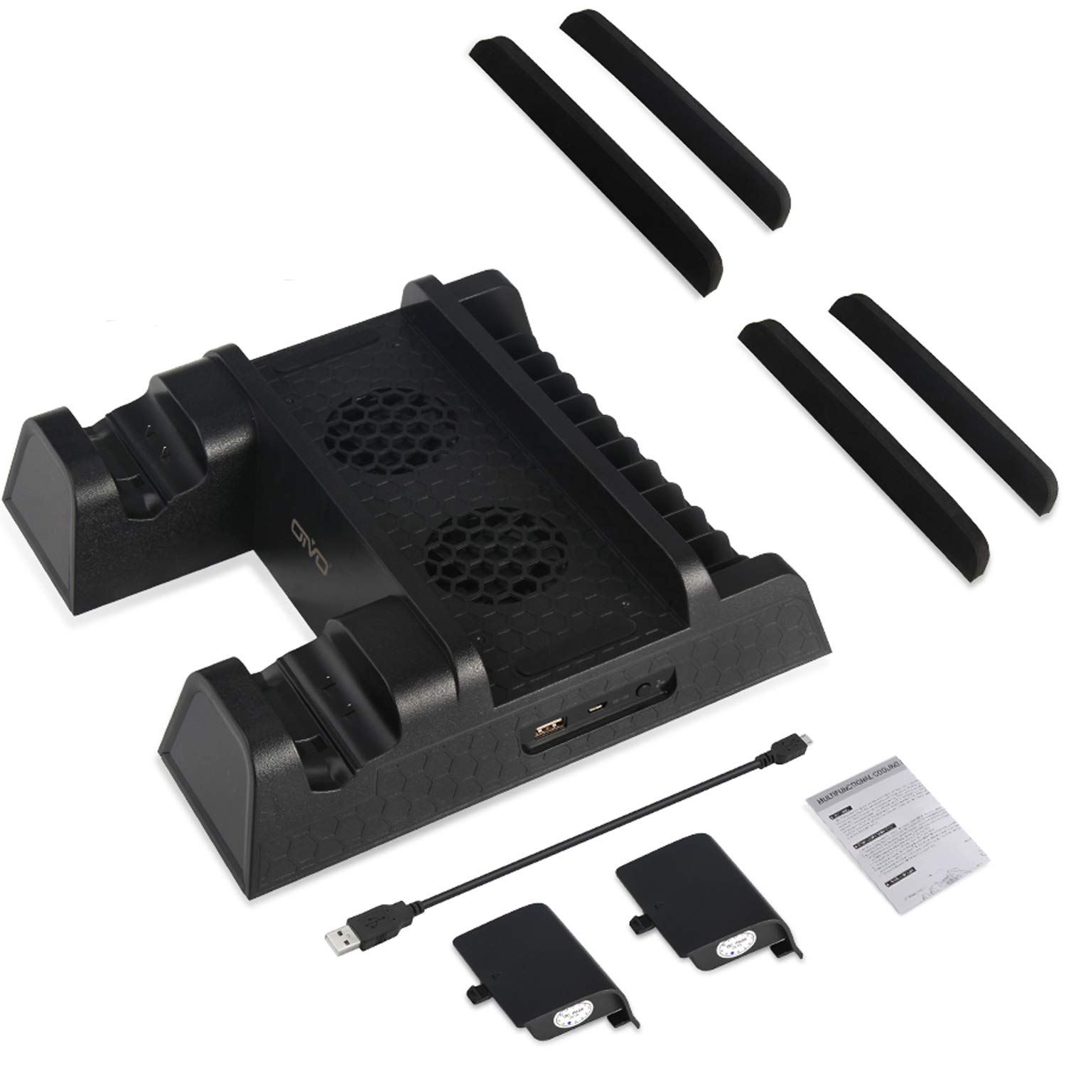 Xbox One Cooling Fan Stand, Megadream Dual Controller Charging Docking Cooler Station Dock for Xbox One/Xbox One S/Xbox One X Console & 2 Pack 600mAh Batteries & 12 Game Disc Storage