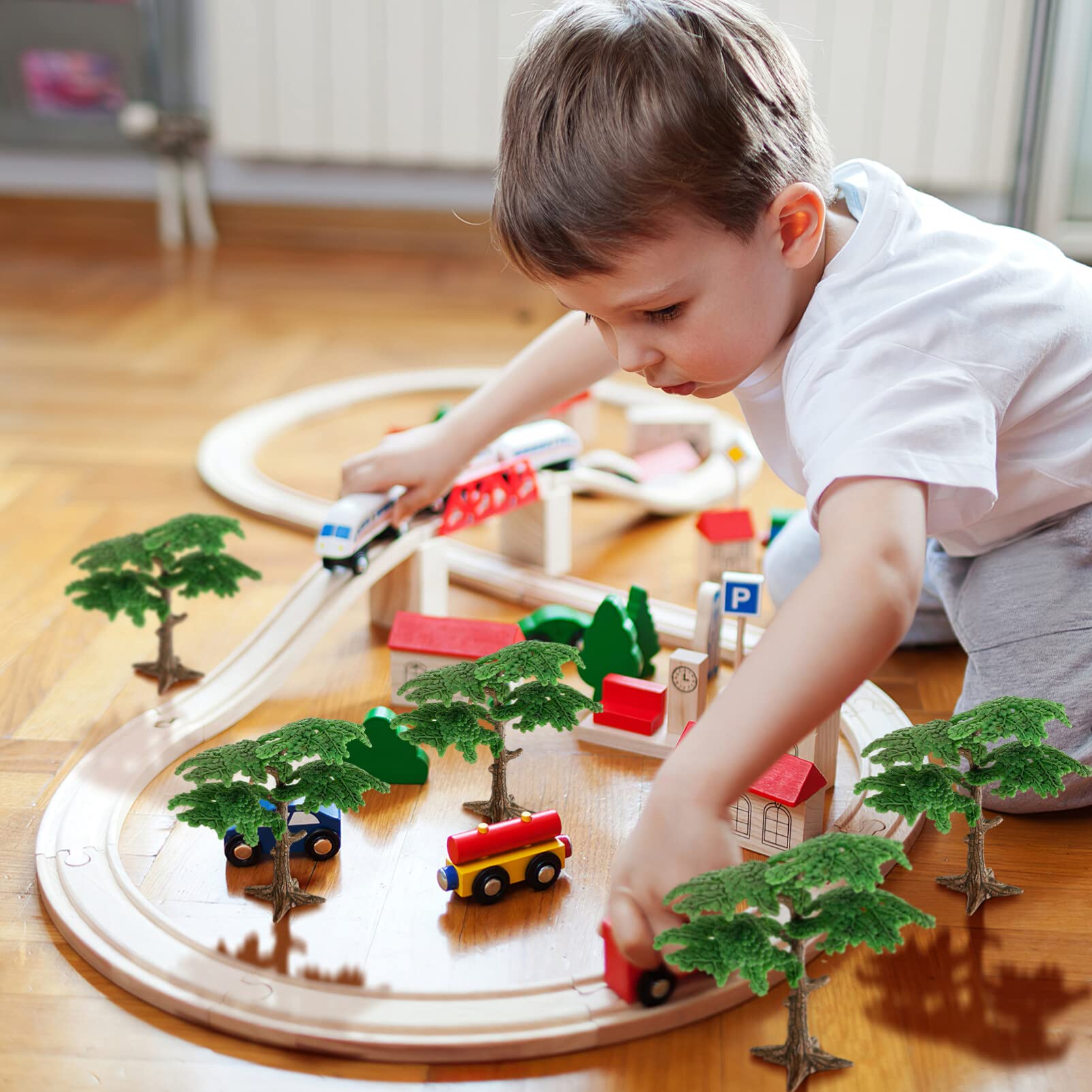 Toddmomy Model Pine Trees, 3Pcs Model Train Trees Miniature Trees Artificial Pine Tree Mini Pine Tree Toys Fake Plants for DIY Scenery Craft Project Sand Table Models