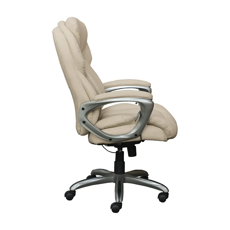 Serta My Fit Executive Office Adjustable Ergonomic Chair with Layered Cushions, Bonded Leather, 360 Motion Support, Ivory