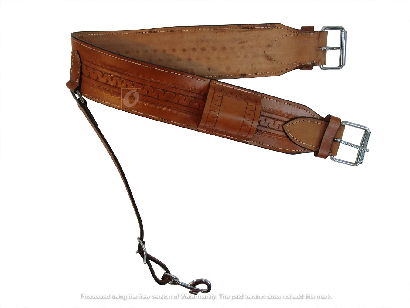 Western Back Cinch Snake Tooled Leather Cowgirl Rear CINCHES Horse Flank Girth
