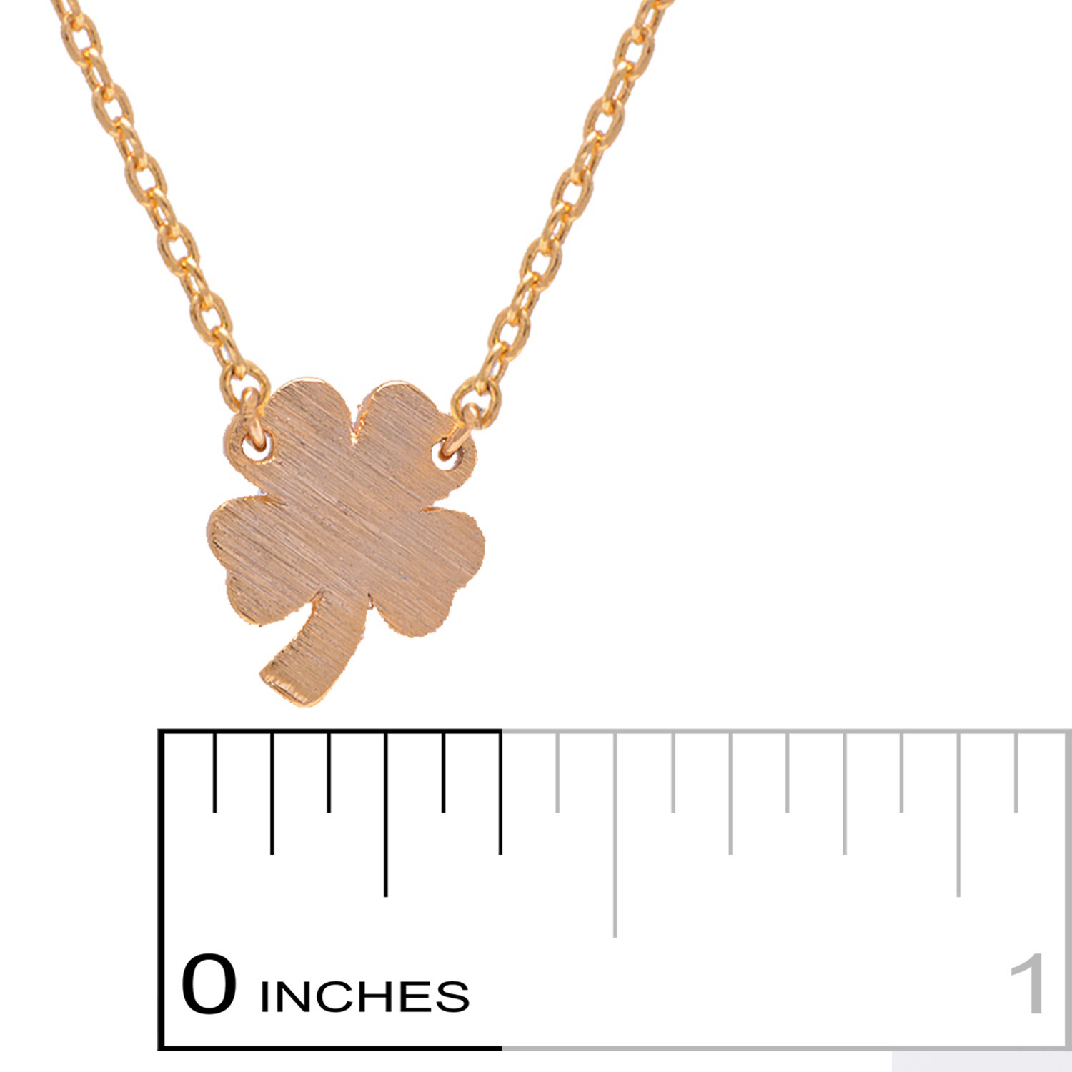 Spinningdaisy Handcrafted Brushed Metal Irish 4 Leaf Clover Necklace Gold