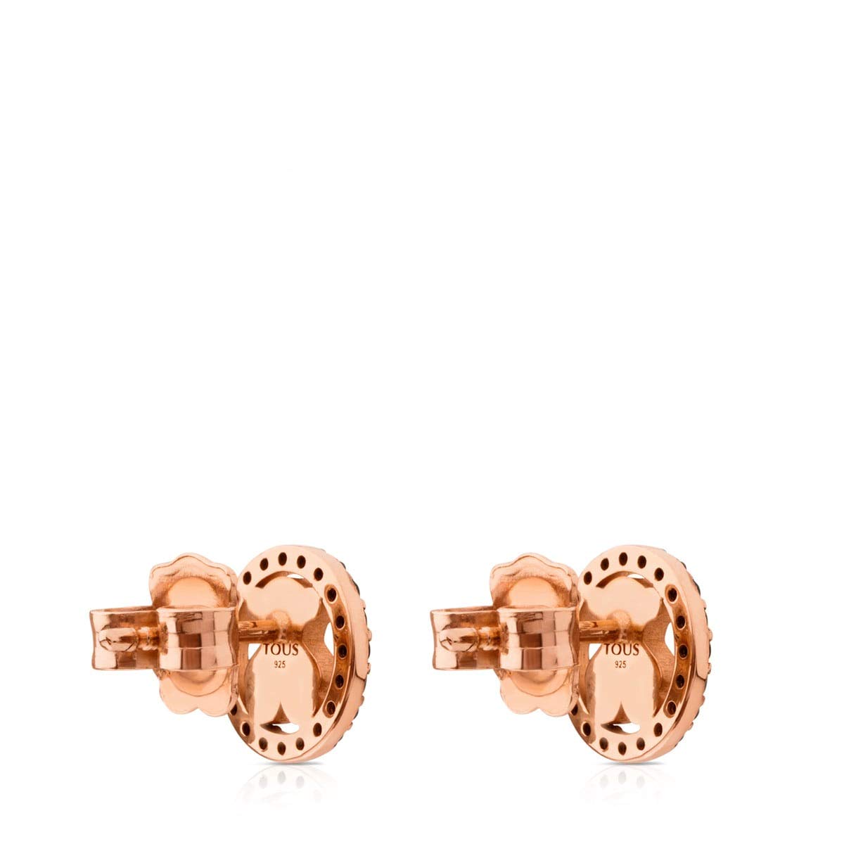 TOUS Rose Vermeil Silver Earrings for Women with Spinels & Bear Motif, Size: 0.9 cm. Camille Collection