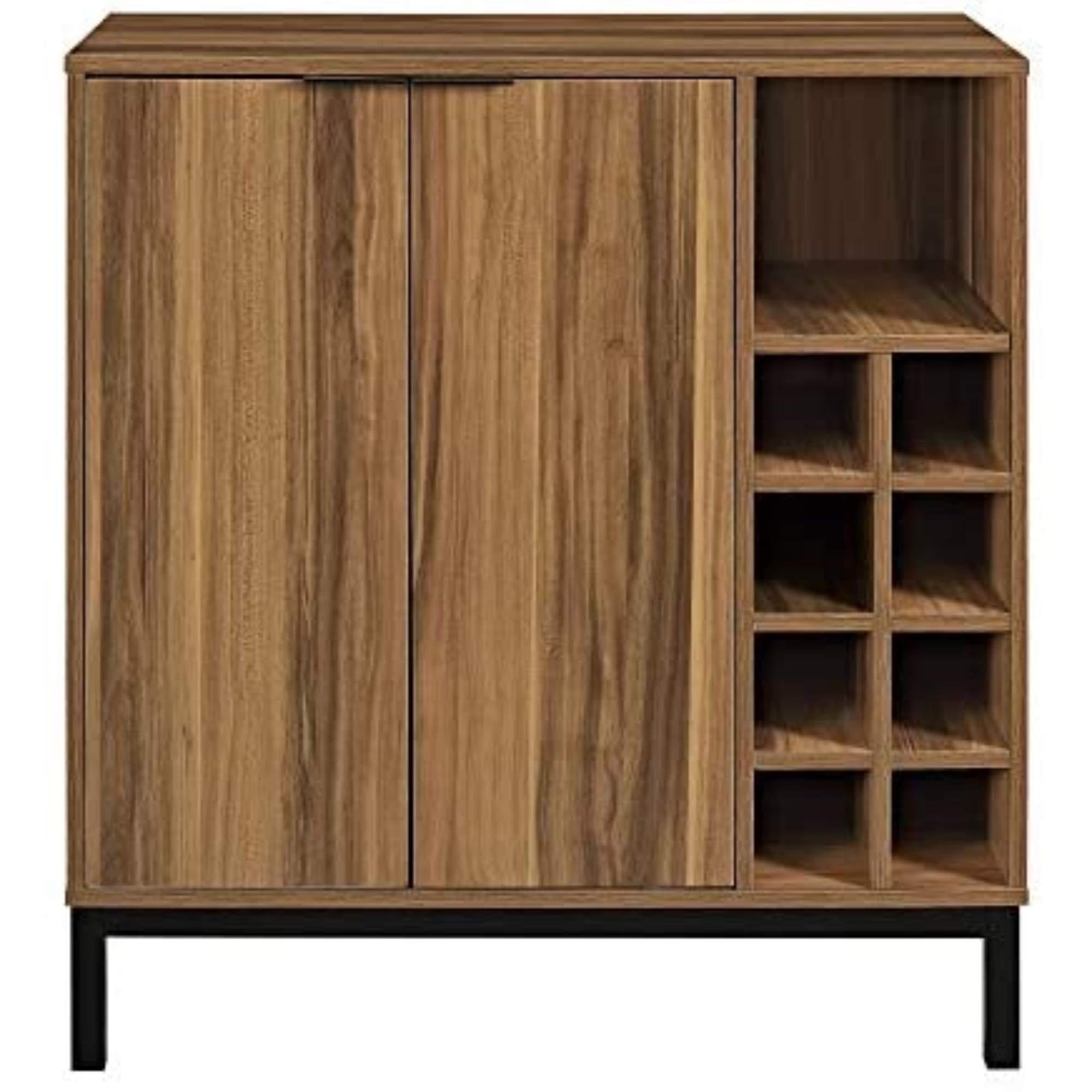 Walker Edison Mid-Century Modern Wood Kitchen Buffet Sideboard-Entryway Serving Storage Cabinet Doors-Dining Room Console, 34 Inch, Dark Walnut