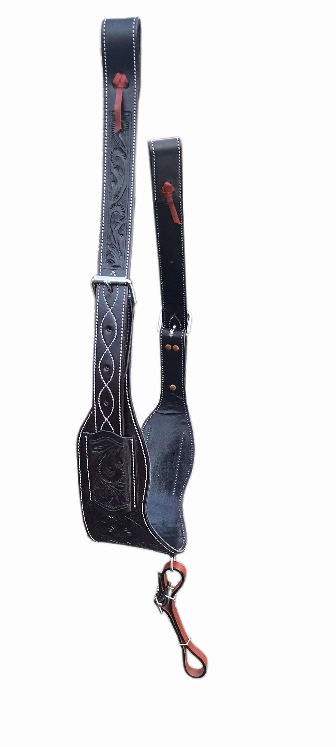 SHOWMEN CRAFT Western Horse Tooled Leather Rear Flank Saddle Oily Tan Roper Back Tan Cinch with Billets