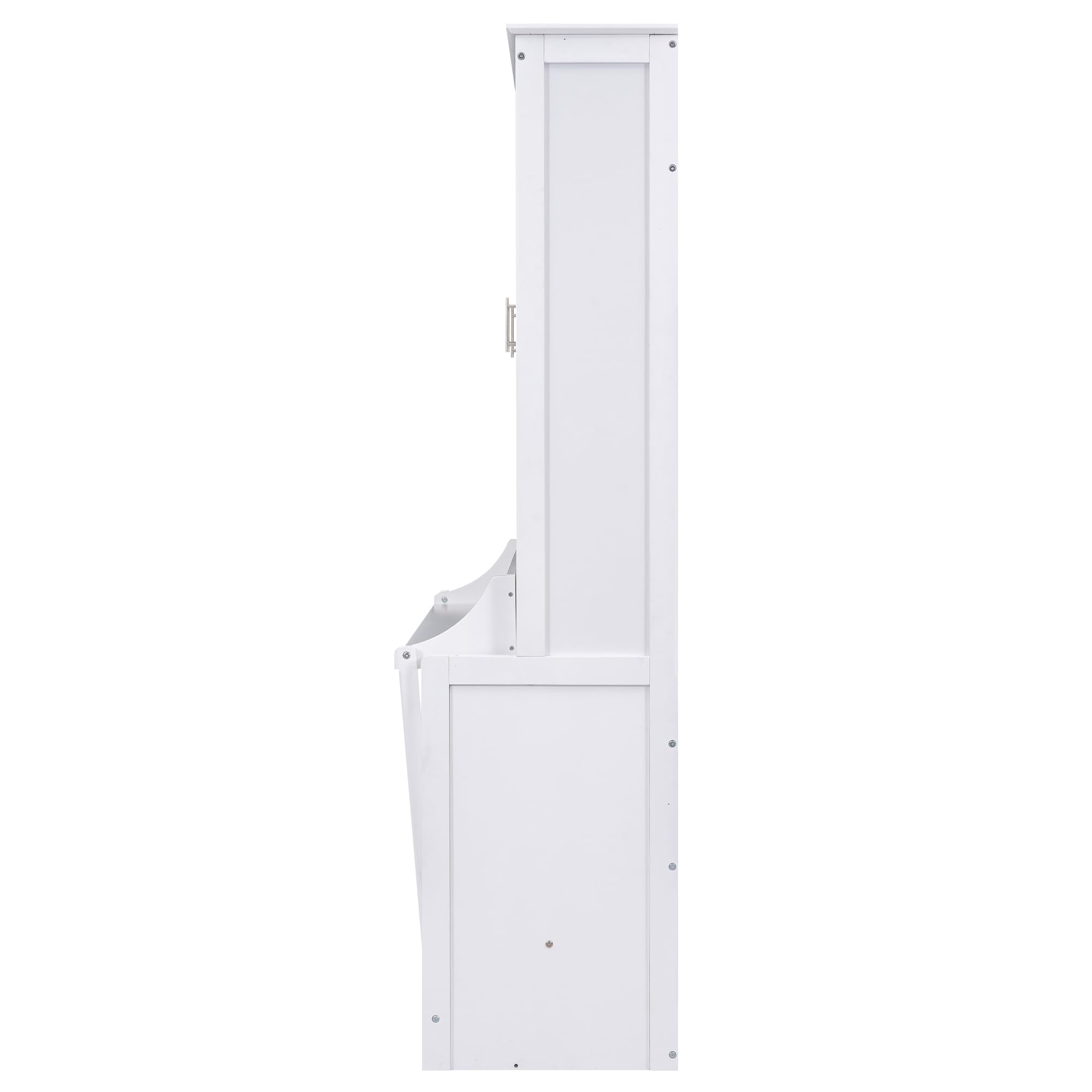 YSWH Queen Size High Murphy Bed Chest, Wood Murphy Bed Frame with Shelf Desk, Mobile Versatile Chest Bed Folding Bed for Bedroom Furniture, Foldable Platform Bed Folded into Cabinet (White)