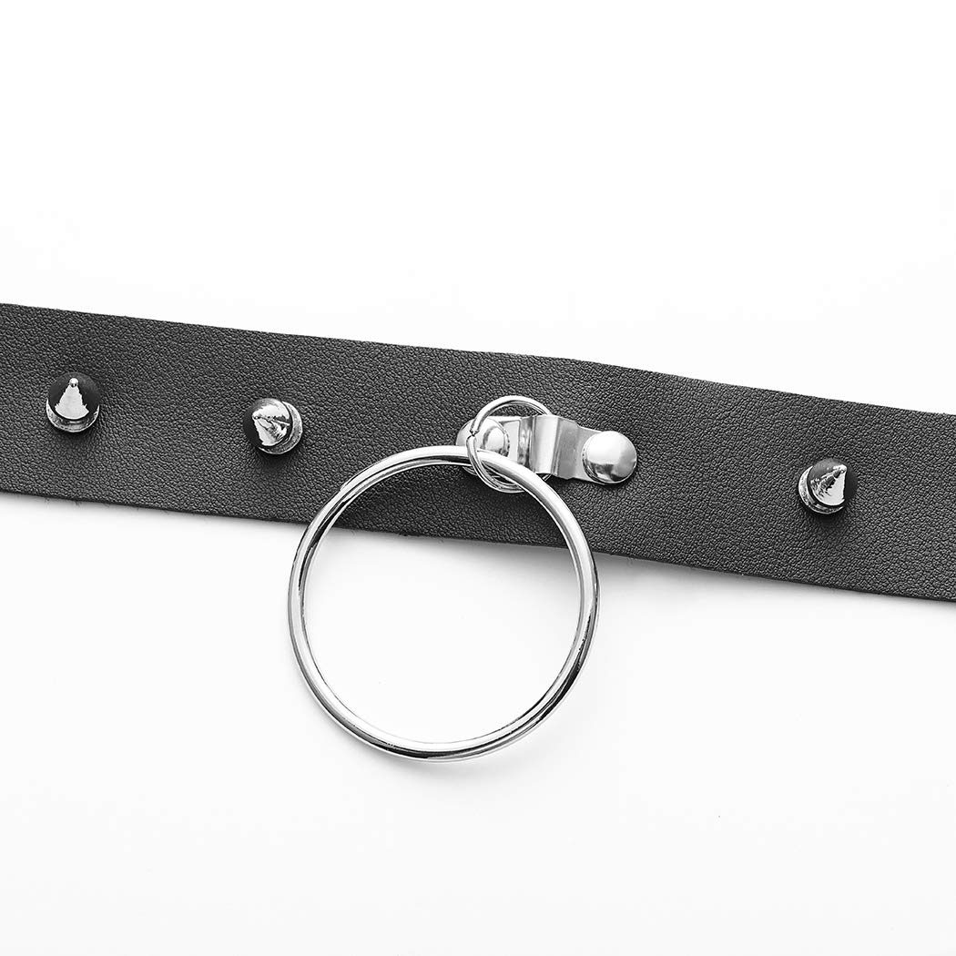 ACEDRE Fashion Women Men Cool Punk Goth Metal Spike Studded Link Leather Collar Choker Necklace