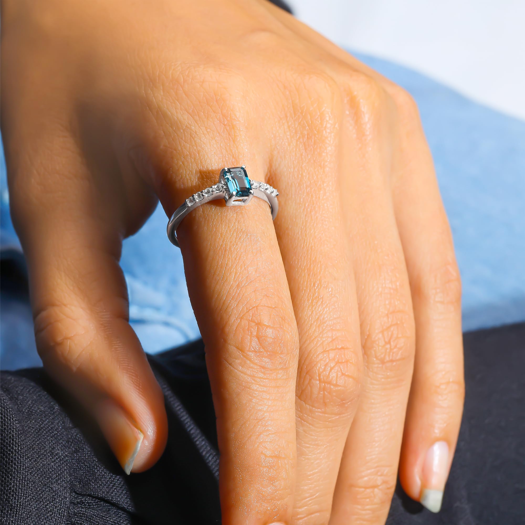 YoTreasure 0.64 ct. t.w. London Blue Topaz Promise Ring .925 Sterling Silver