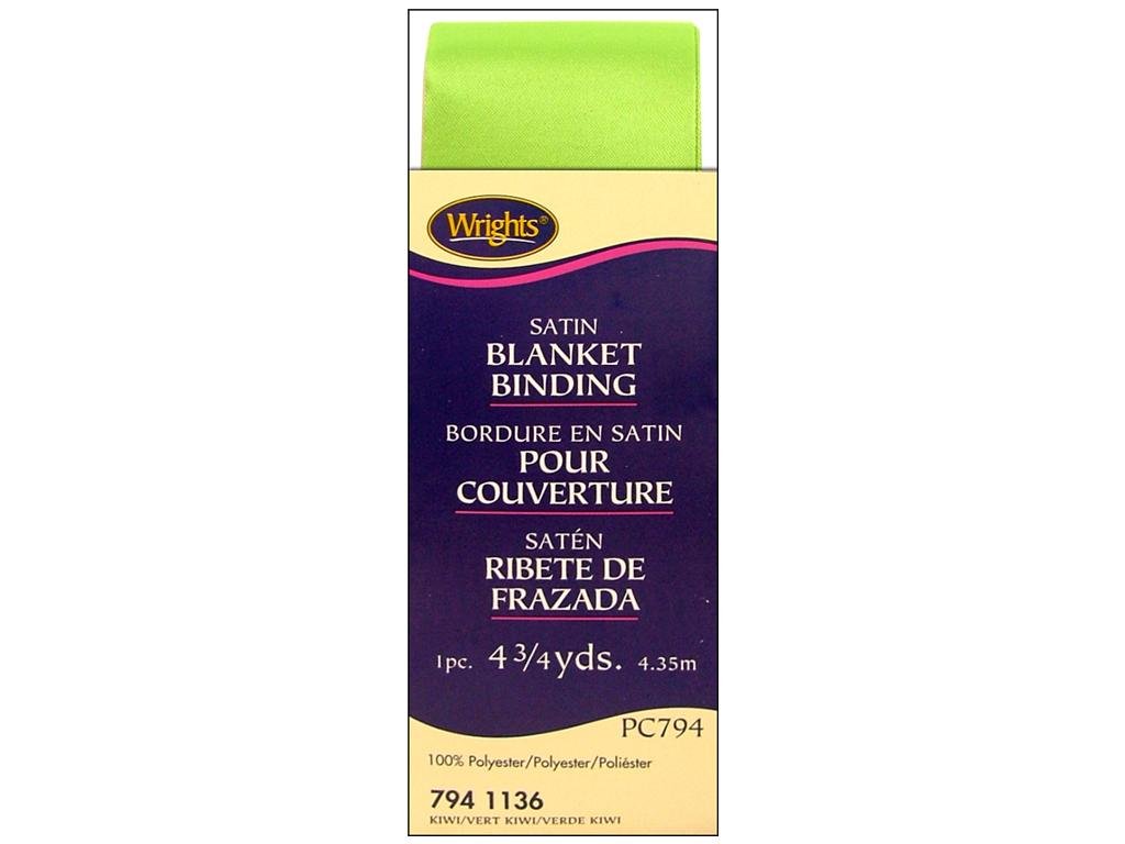 Wrights Products Single Fold Satin Blanket Binding 2" X4-3/4yd, Kiwi