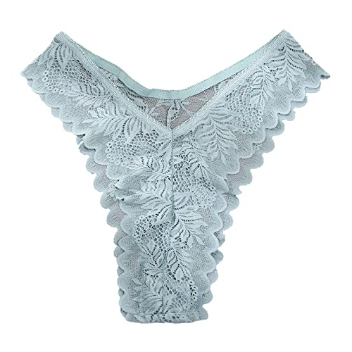 Underwear Women Sexy Lace Thongs Underwear Women Naughty for Sex Low Rise Floral Lace T-Back Thong Breathable Stretch Soft Oversize Panties No Show Underwear for Women Light Blue