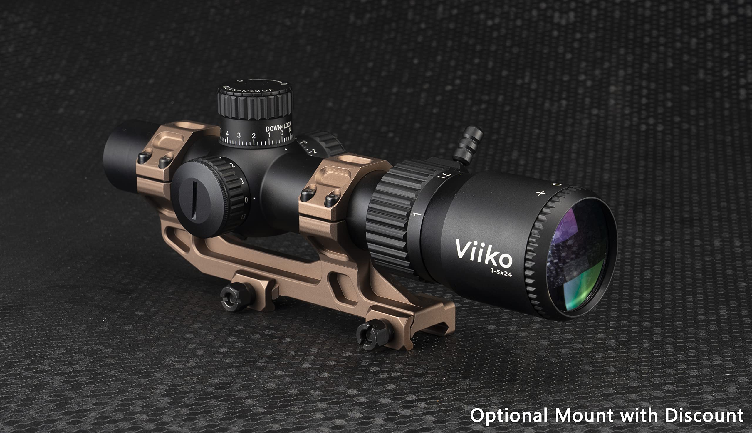 Viiko Extremar 1-5x24 Rifle Scope LPVO Taitical Mildot Reticle Wide FOV Flip Lens Cover