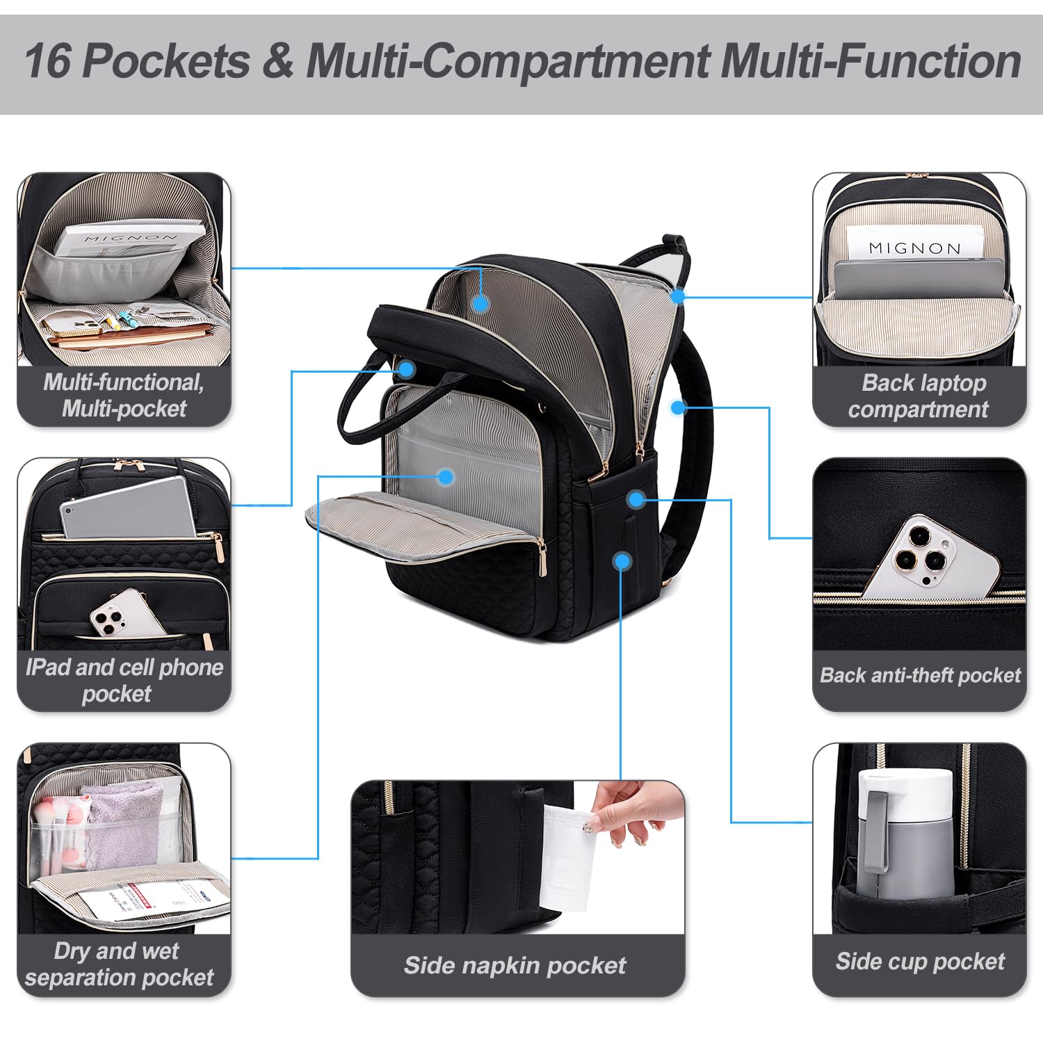 Tealari Laptop Backpack For Women,15.6 Inch Laptop Backpack For Work Business,Travel Backpack,College Teacher Backpack Wallet