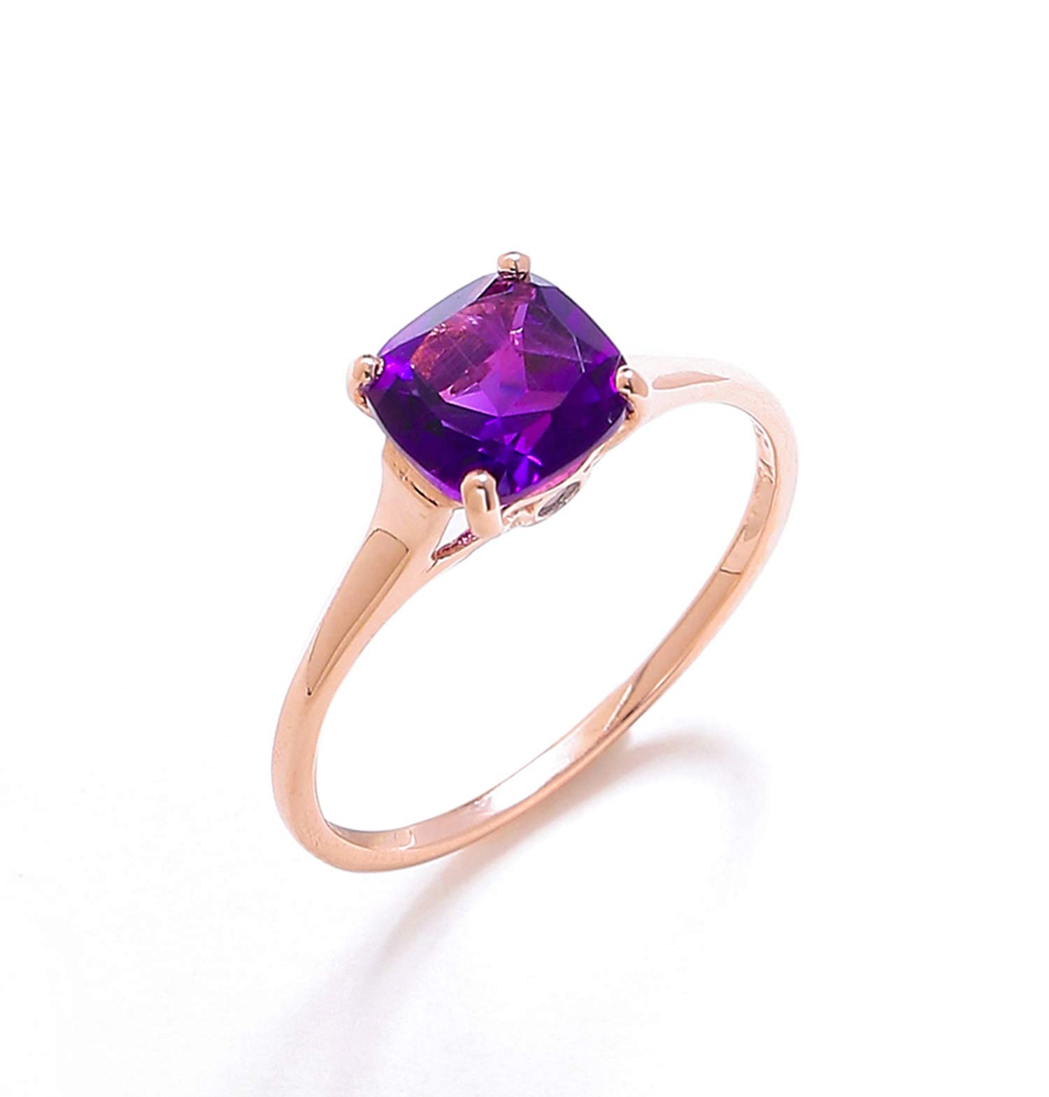 YoTreasure 1.46 Ct Amethyst Solid 10k Rose Gold Ring Jewelry