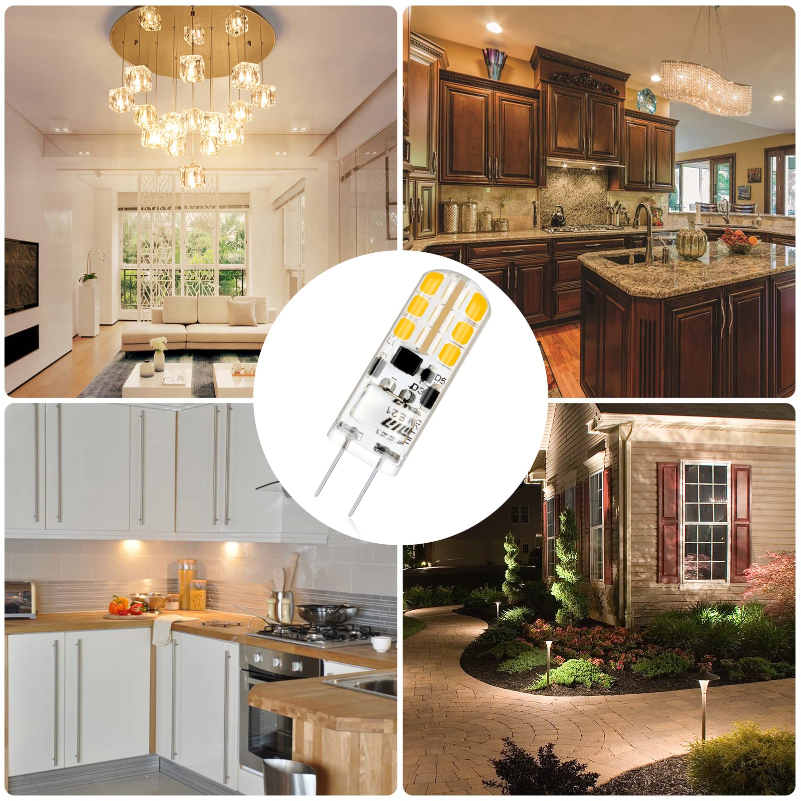 YUIIP G4 LED Bulb Light 3W 12V AC/DC Warm White 2700K G4 Bi-pin Base Lamp 48x3014 SMD 20W 30W Halogen Bulbs Replacement for Landscape Under Cabinet Lighting, Non-dimmable, Pack of 8