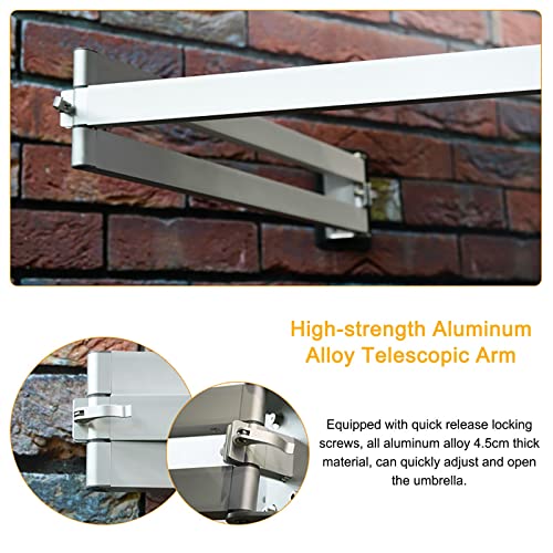WooDeY Wall Mounted - 8ft/250cm Outdoor Garden Balcony Tilting Sunshade Umbrella Adjustable Pole