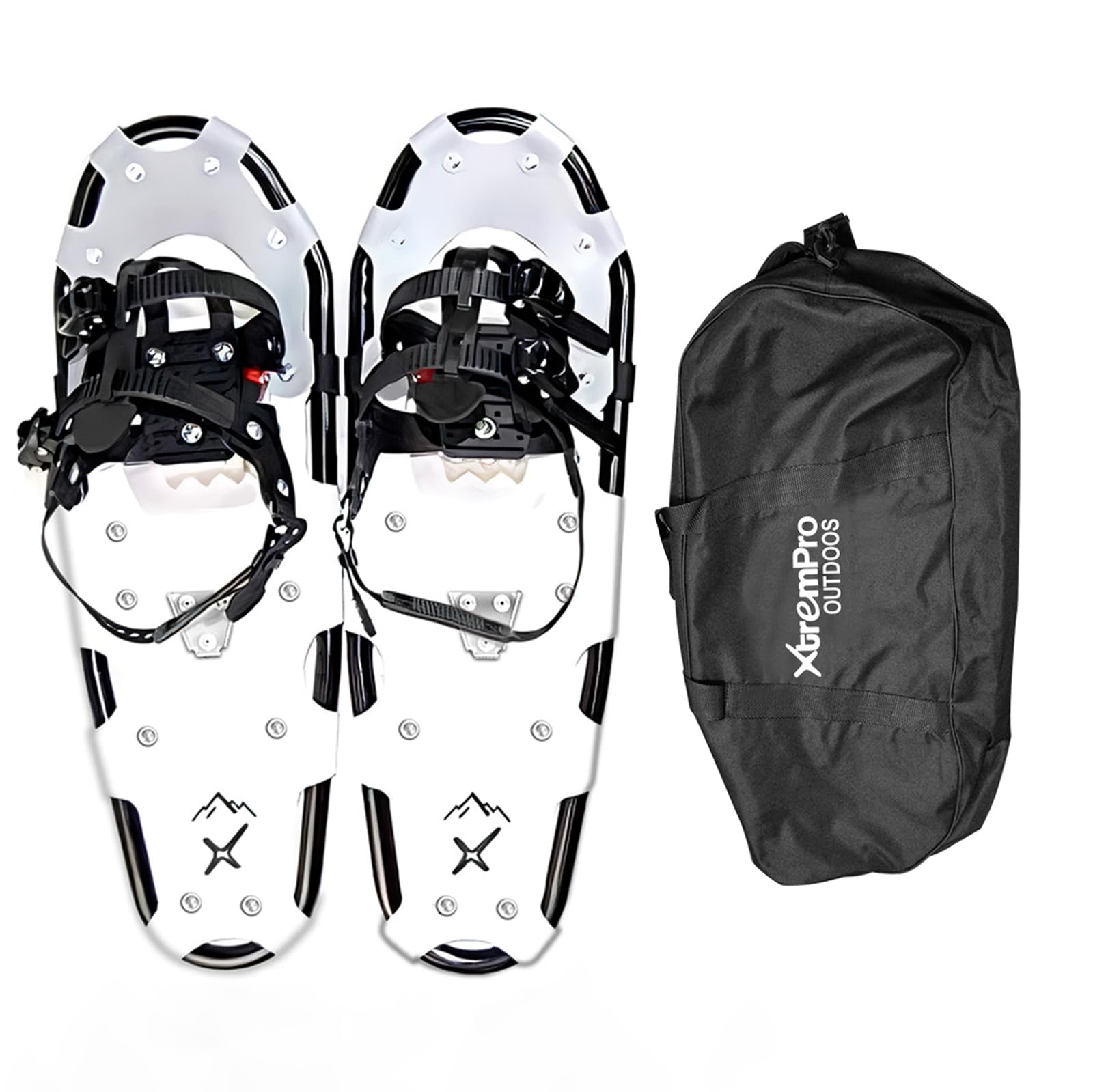 Xtrempro Snowshoes Snow Terrain Lightweight Ergonomic Design Lightweight Aluminum Alloy with 13 Point Crampons 120/160/210/300 lbs. Capacity- 21"/25"/30â/36" (Black, 25)