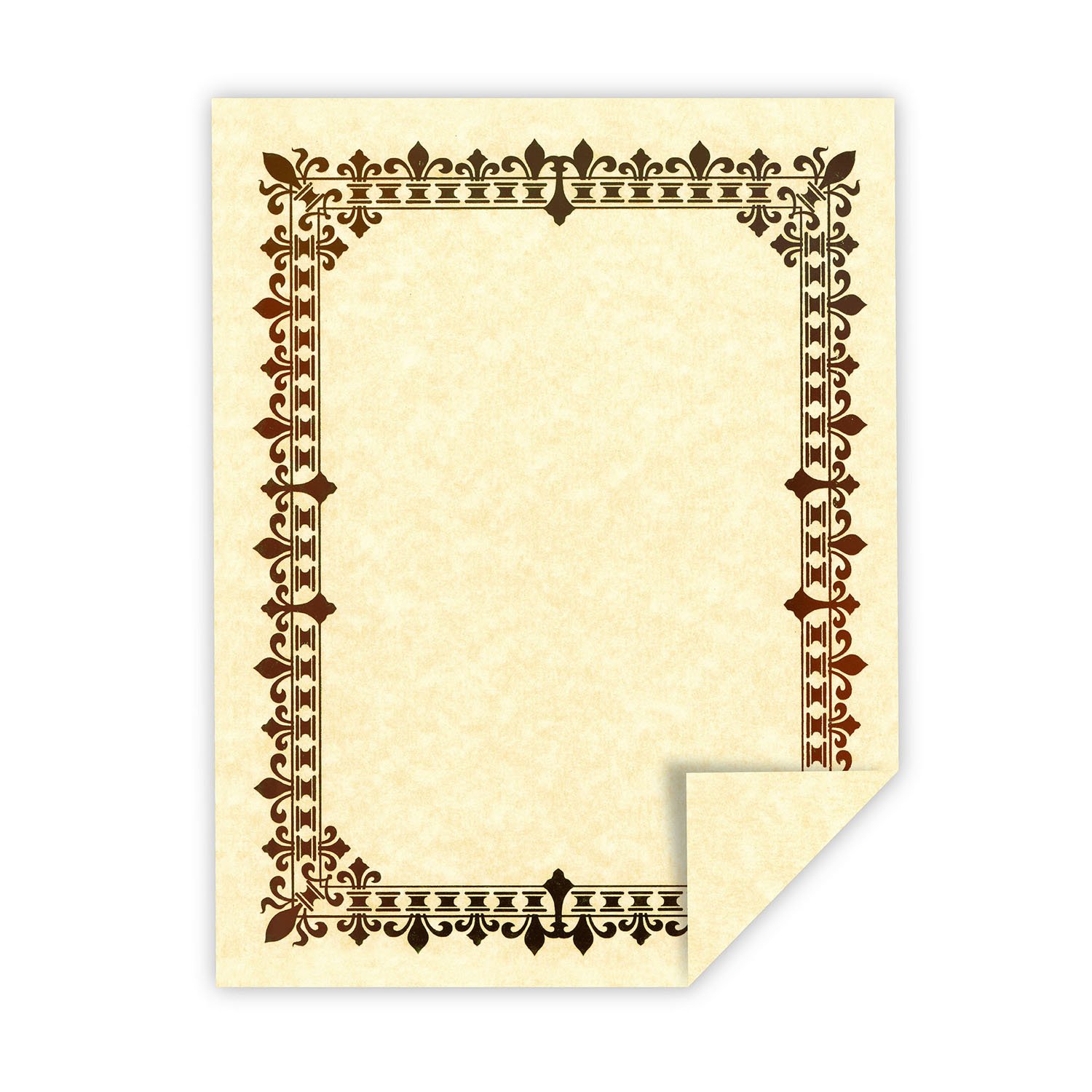 Southworth Foil Enhanced Parchment Certificate, 8.5β x 11β, 24 lb/90 GSM, Gold Fleur De Lis Design, Ivory, 15 Count - Packaging May Vary (98867)