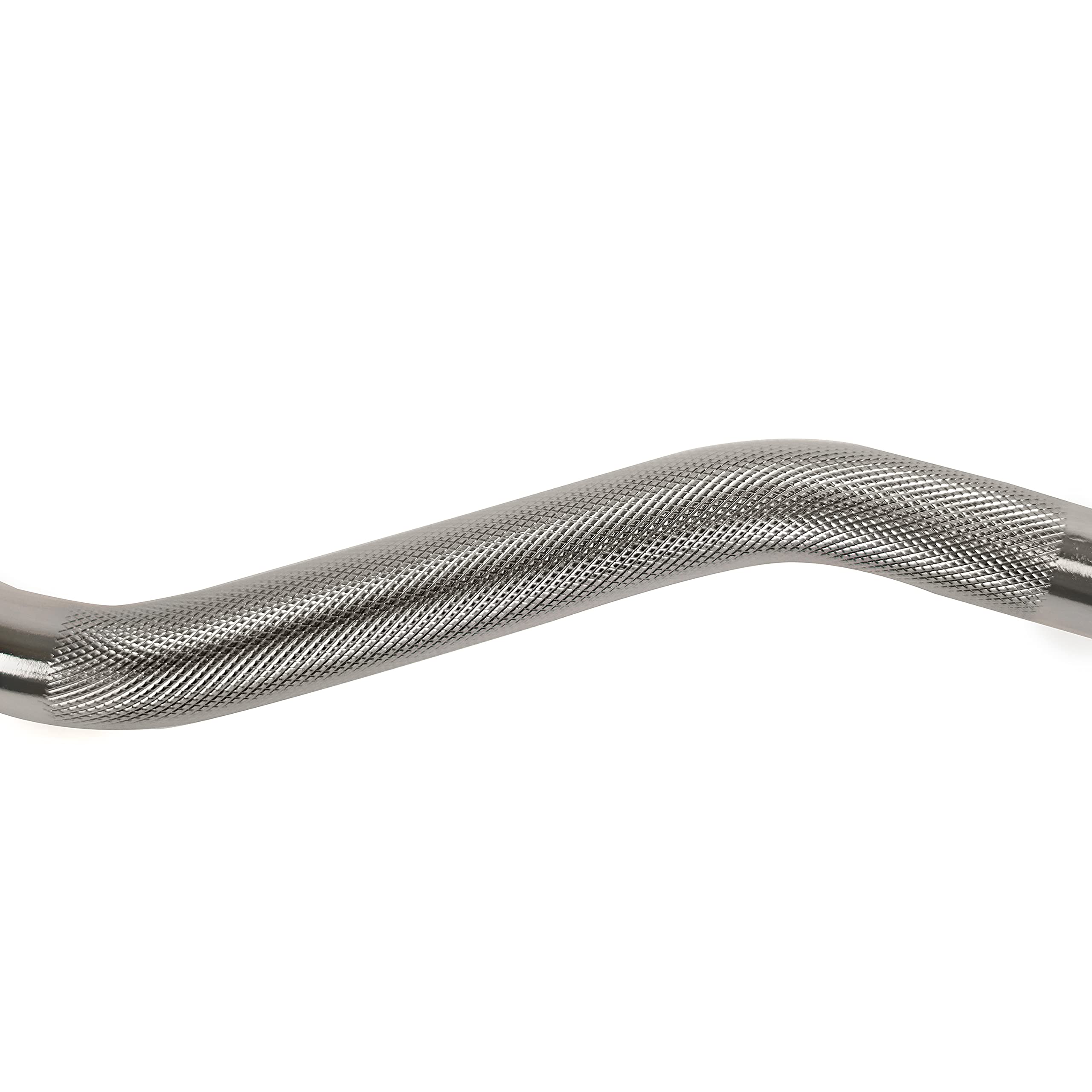 Sunny Health & Fitness 47 in Threaded Chrome Curl Bar with Ring Collars - STCB-47, grey