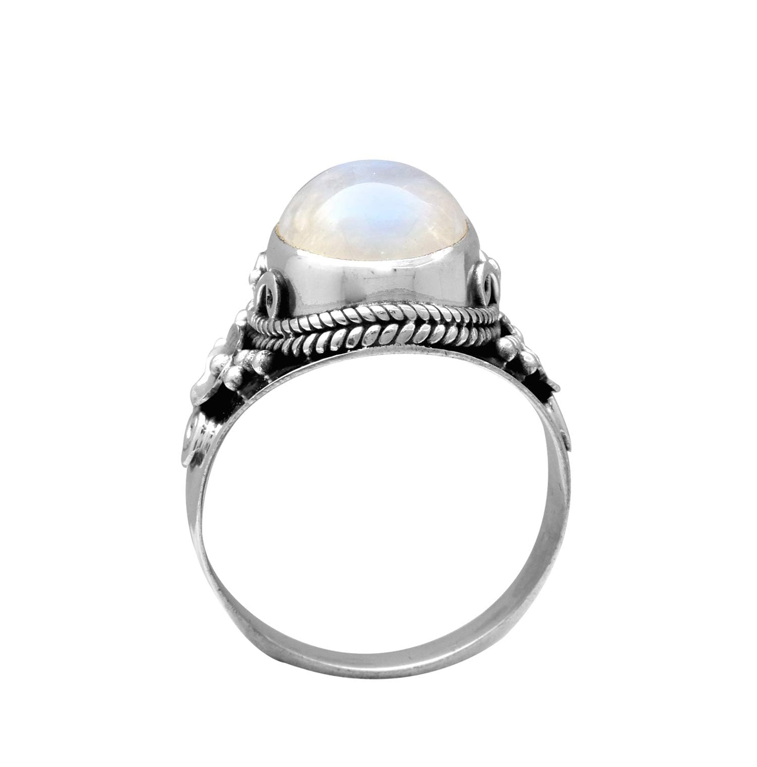YoTreasure 10x14 mm Moonstone Ring 925 Sterling Silver Jewelry