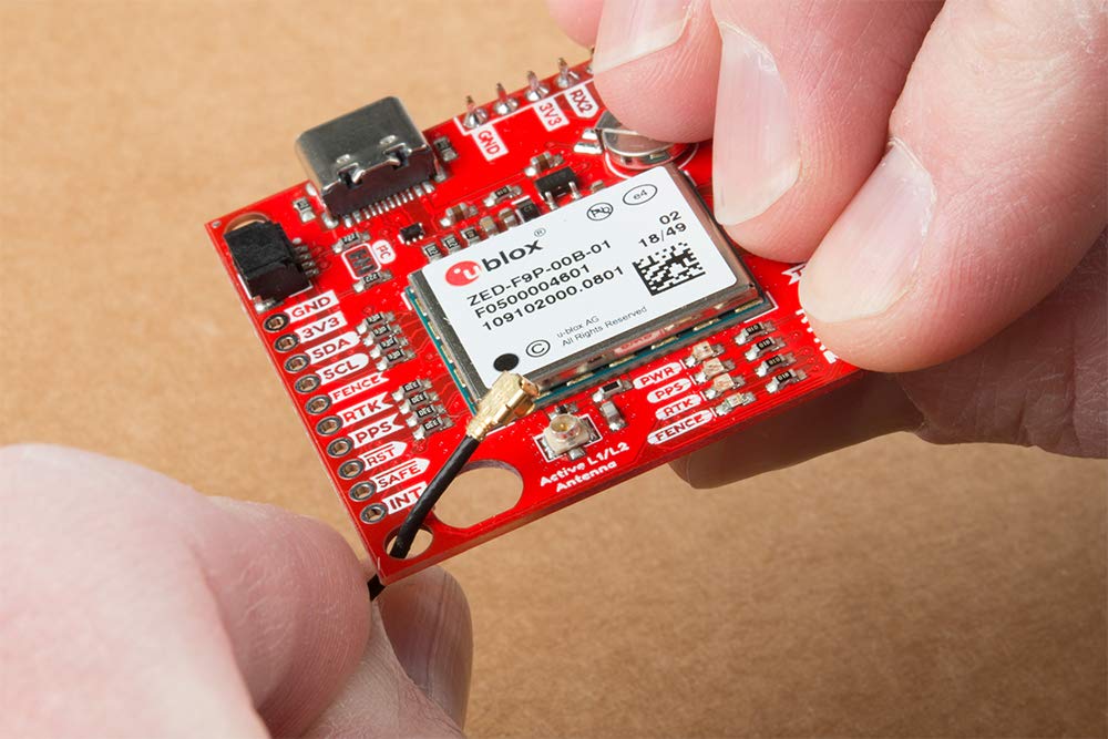 SparkFun GPS-RTK2 Board - ZED-F9P (Qwiic) High-Precision Breakout No Soldering Required Breadboardable Contains a Rechargeable Backup Battery Allowing a Warm-Start decreasing time-to-First-fix