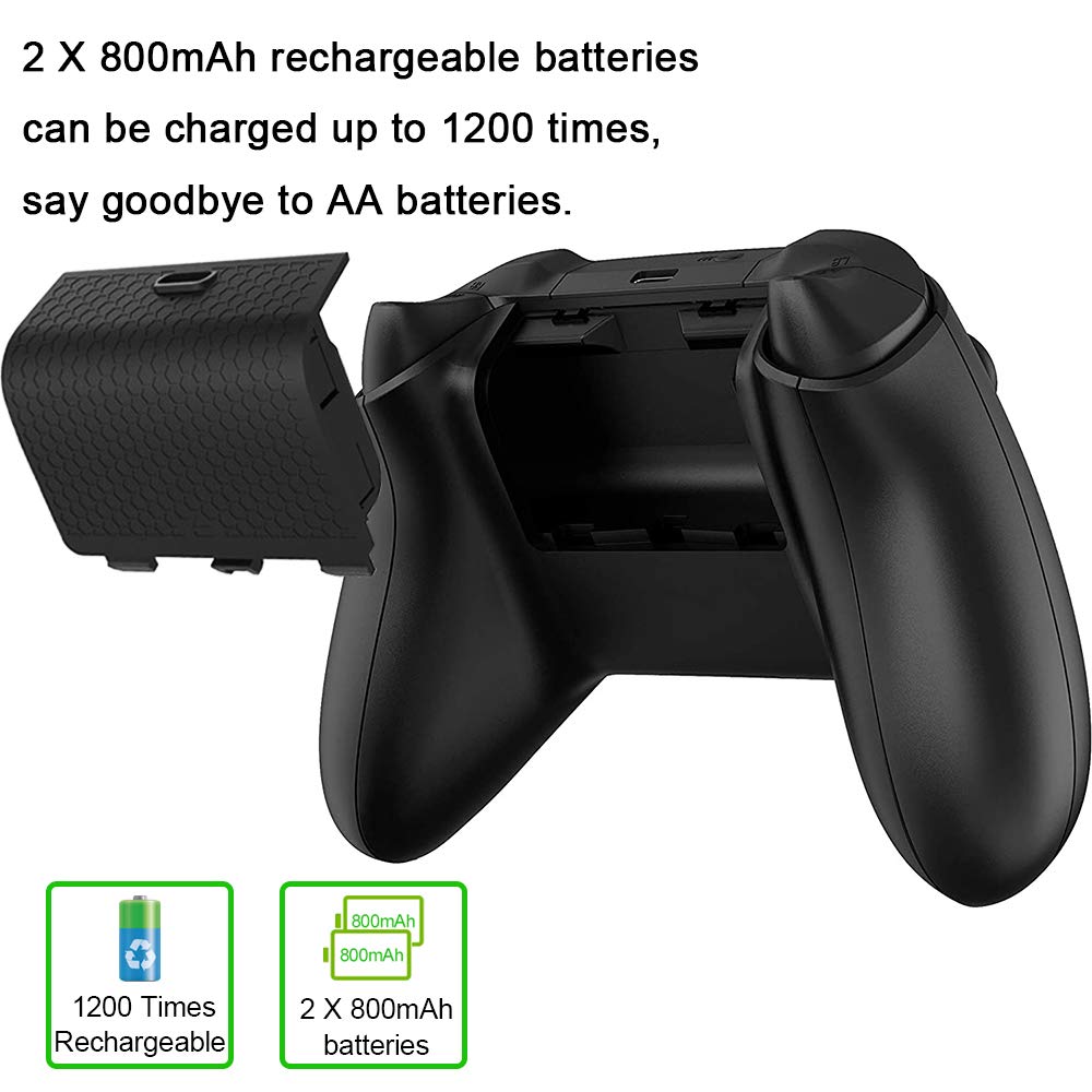 Xbox Series Controller Battery Pack, Joso 2 Pack 800mAh Rechargeable Battery with LED Charge Indicator & USB C Charging Cable, 10 Hours Play Time for Xbox Series X & Xbox Series S Controller