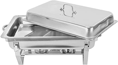 UZOURI Stainless Steel Chafing Dish Set Buffet Silver Catering Warmer Set, Rectangle Chafing Dish Set, for Buffet Catering Kitchen Party(Size:11L) (11L)