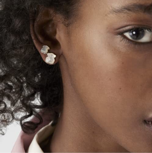 TOUS Sterling Silver Earrings for Women with Pearls & Bear Motif, Size: 0.9 cm. TOUS Color Collection