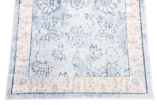 Unique Loom Paris Collection Pastel Tones Traditional Distressed Light Blue Area Rug (2' 2 x 3' 0)