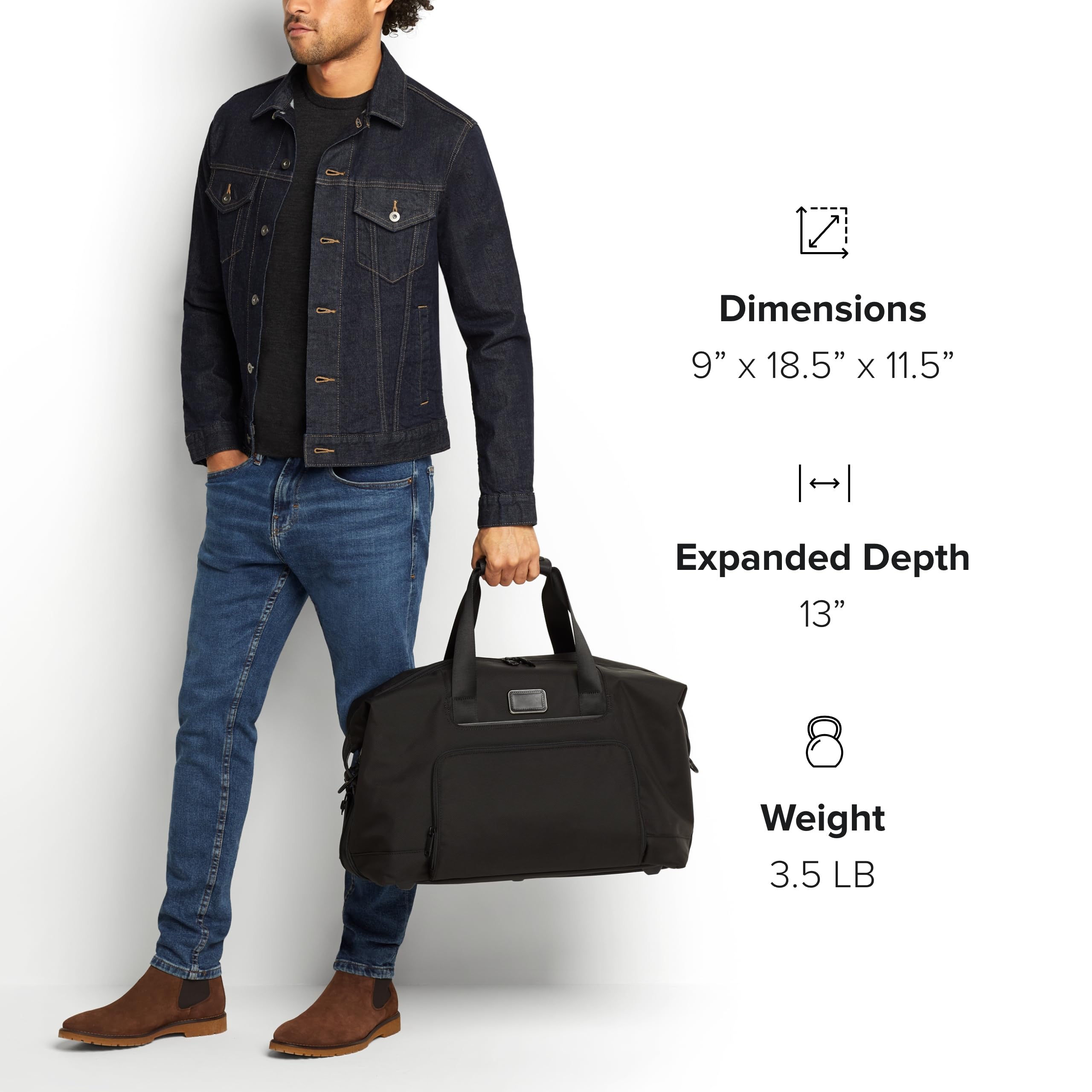 TUMI Alpha Double Expansion Travel Satchel - Business Duffel Bag for Men & Women - Weekend Travel Bag with Shoulder Strap - Olive Night