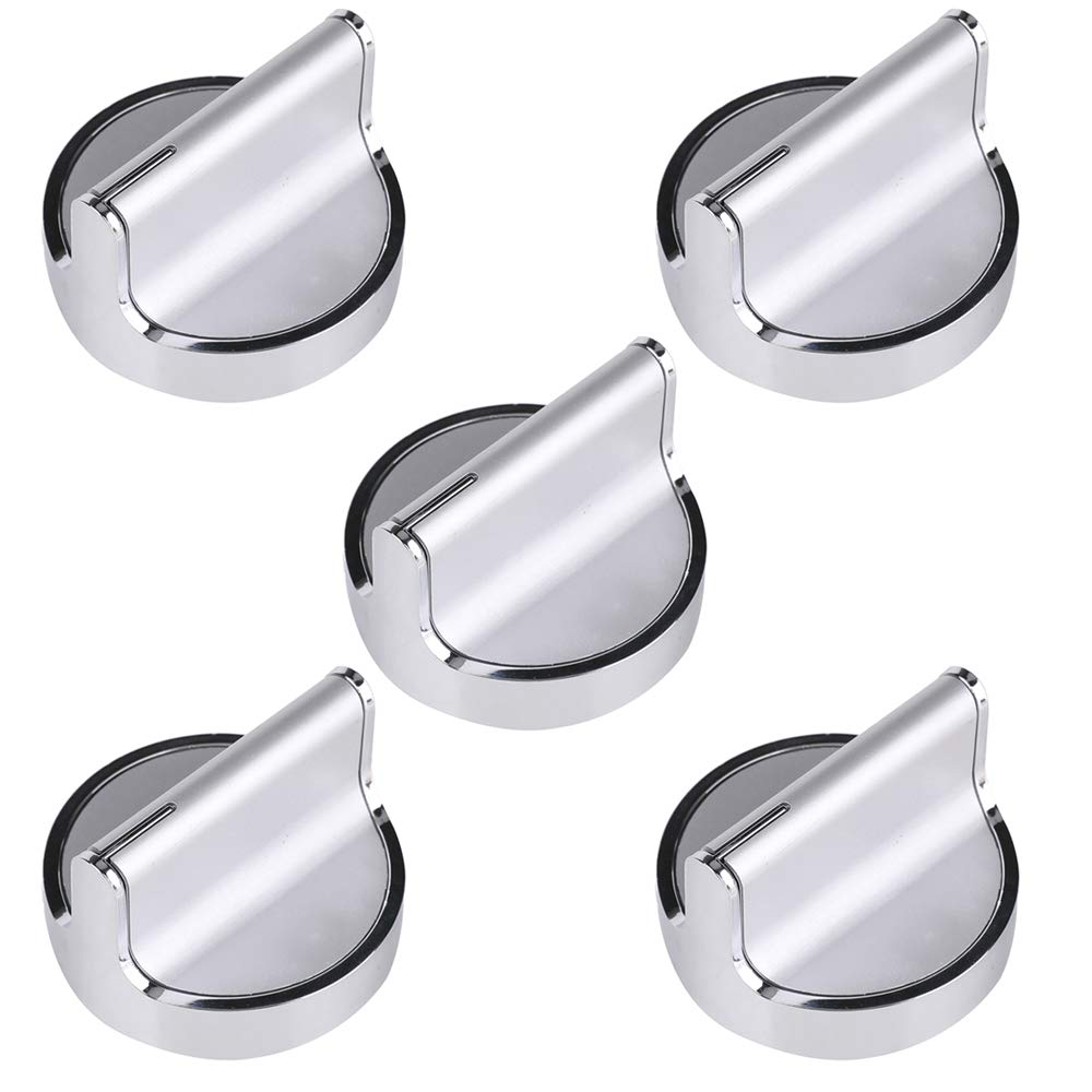 W10594481 Stove Knobs Replacement for Whirlpool Gas Stove Range Oven Knobs WCG97US0DS00 WCG97US6DS00, Stainless Steel Burner Control Knob Replace WPW10594481 PS11756643 AP6023301 Gas Cooktop (5pcs)