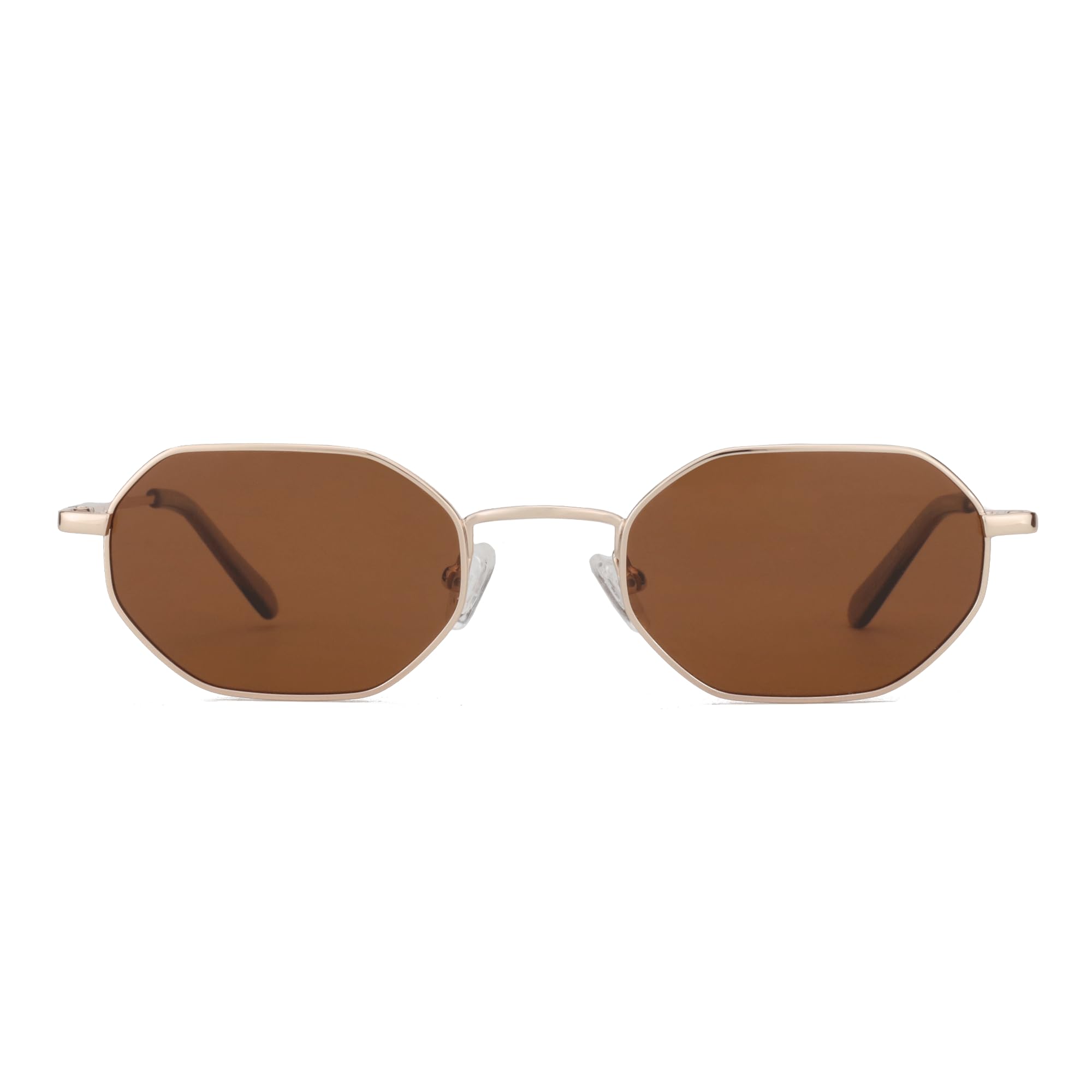 ZENOTTIC Small Octagonal Polarized Sunglasses for Women Men Hippie Metal Frame Retro Rectangle Sun Glasses