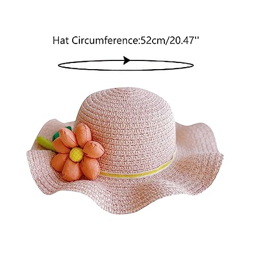 Toddler Swim Hat Girl Toddler Girls Sunscreen Hat Summer Bow Sun Hat Hat Braided Hat Beach Hat Sun Hat (Pink, One Size)