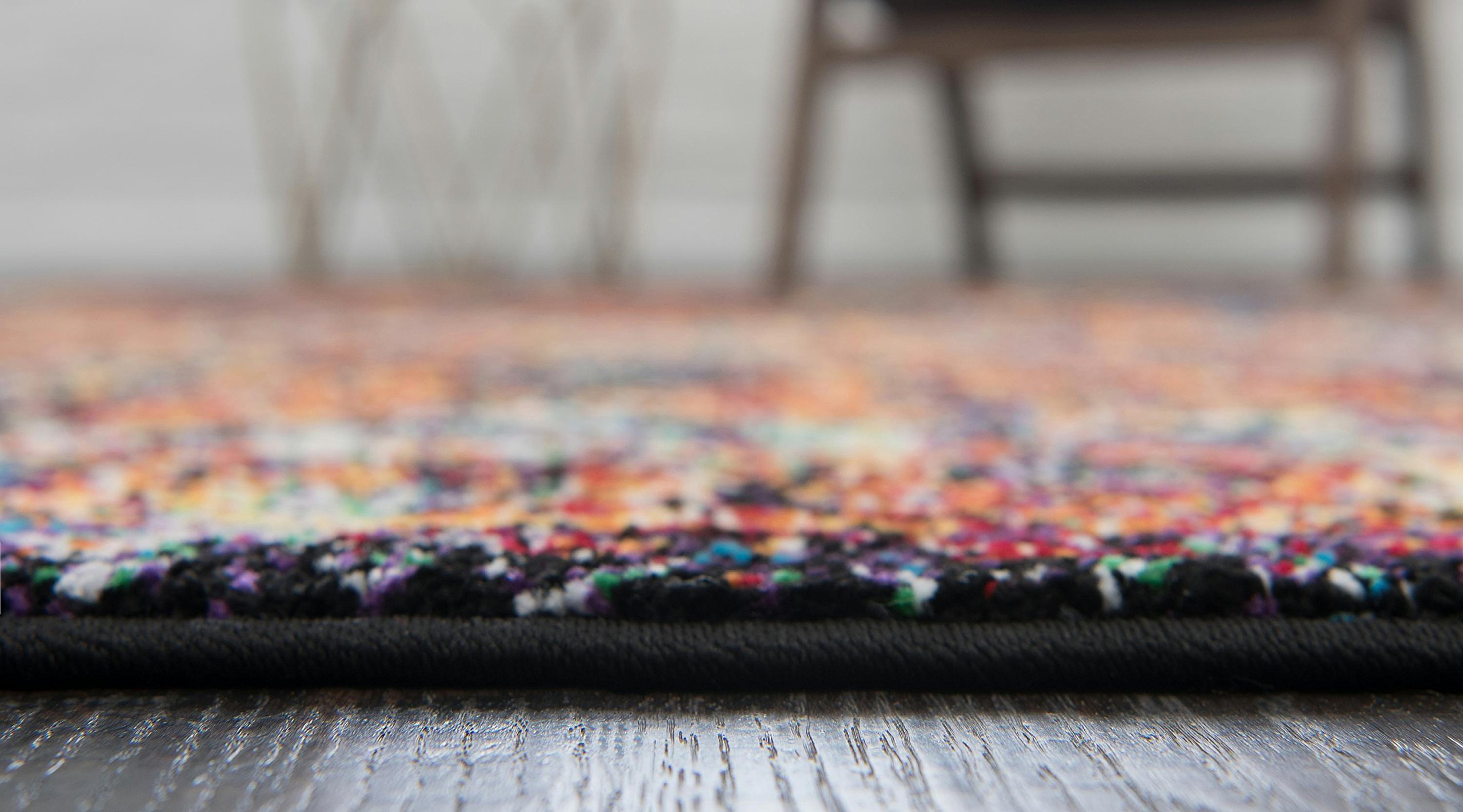 Unique Loom Rosso Collection Vintage, Traditional, Bohemian, Geometric, Border, Distressed, Southwestern Area Rug, 8 ft x 10 ft, Orange/Black