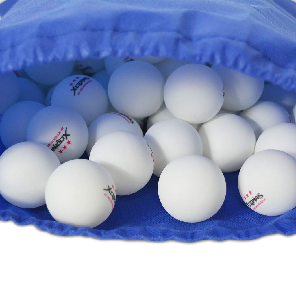 XCLOHAS Advanced Ping Pong Balls 3 Star 2.8G 40MM+ ABS Plastic Table Tennis Balls White 100 Pack Bulk Sale with Drawstring Carry Bag
