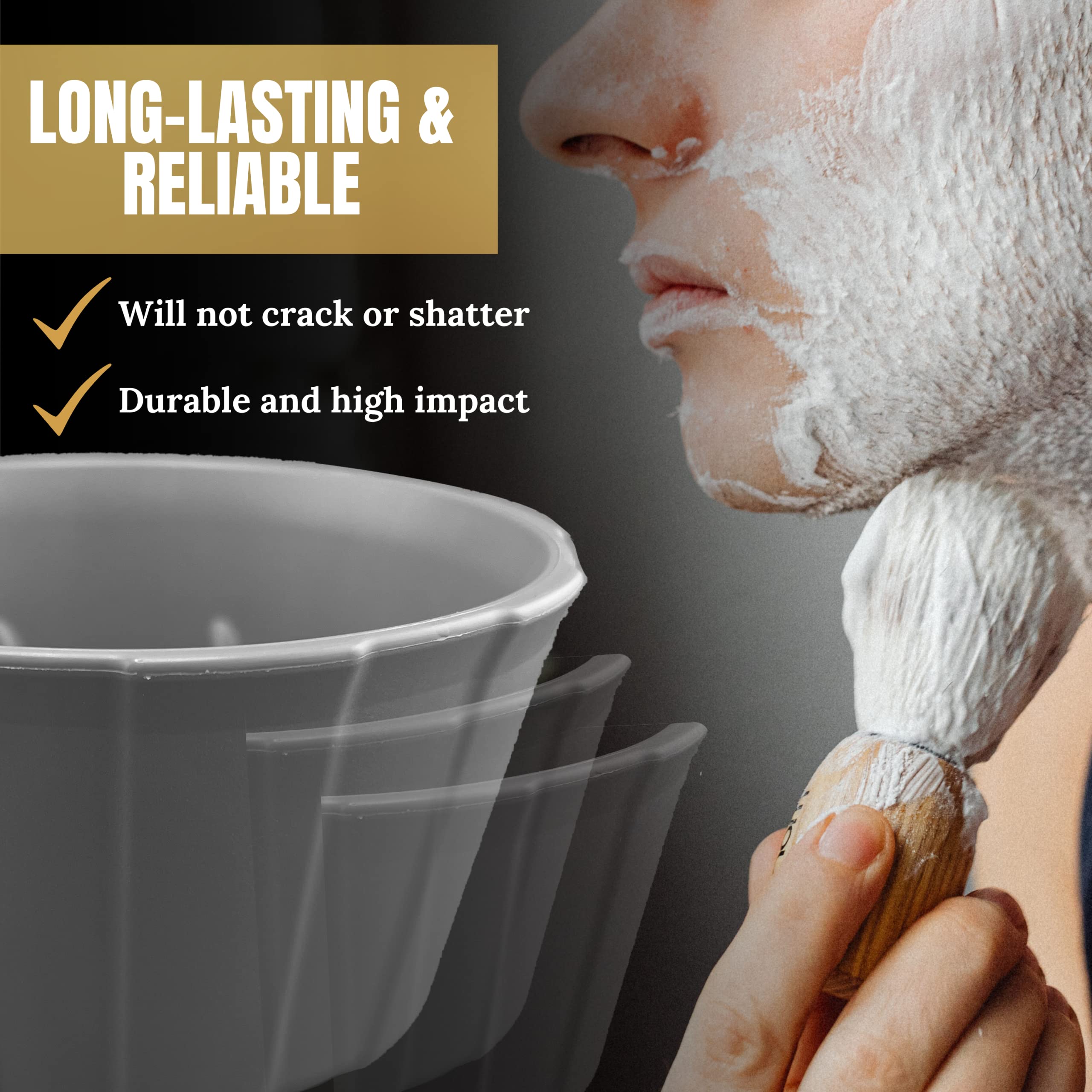 TIMELESS RAZOR Gray Shaving Bowl w/Ridges - Mixes Mens Shaving Cream & Shaving Soap - Durable & Holds Heat Longer - Whip a Quick, Rich & Thick Lather - USA Made