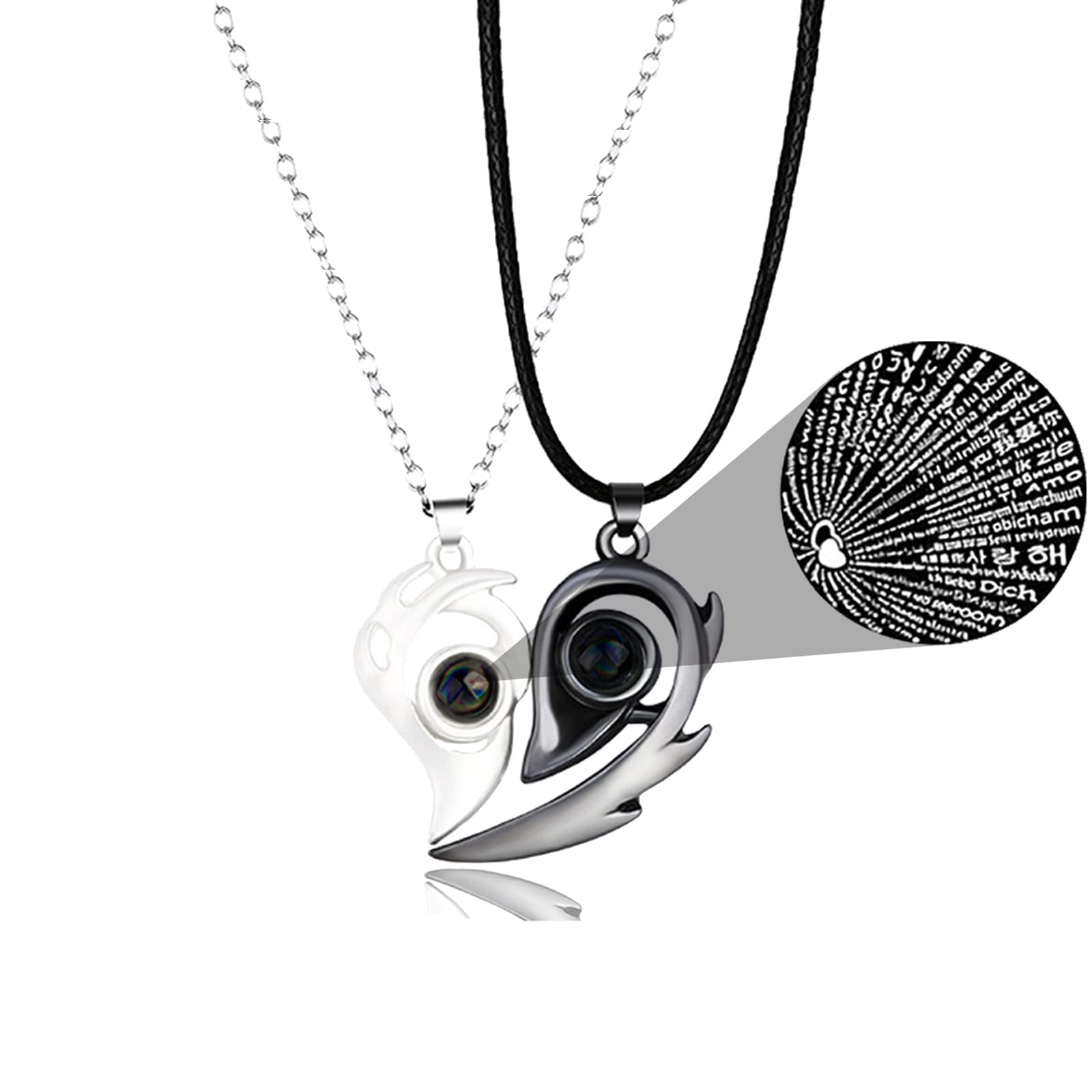 YANCHUN Couple Necklace Bracelets Matching Jewelry Set for Women Men Couple Gifts for Boyfriend and Girlfriend I Love You Necklace 100 Languages