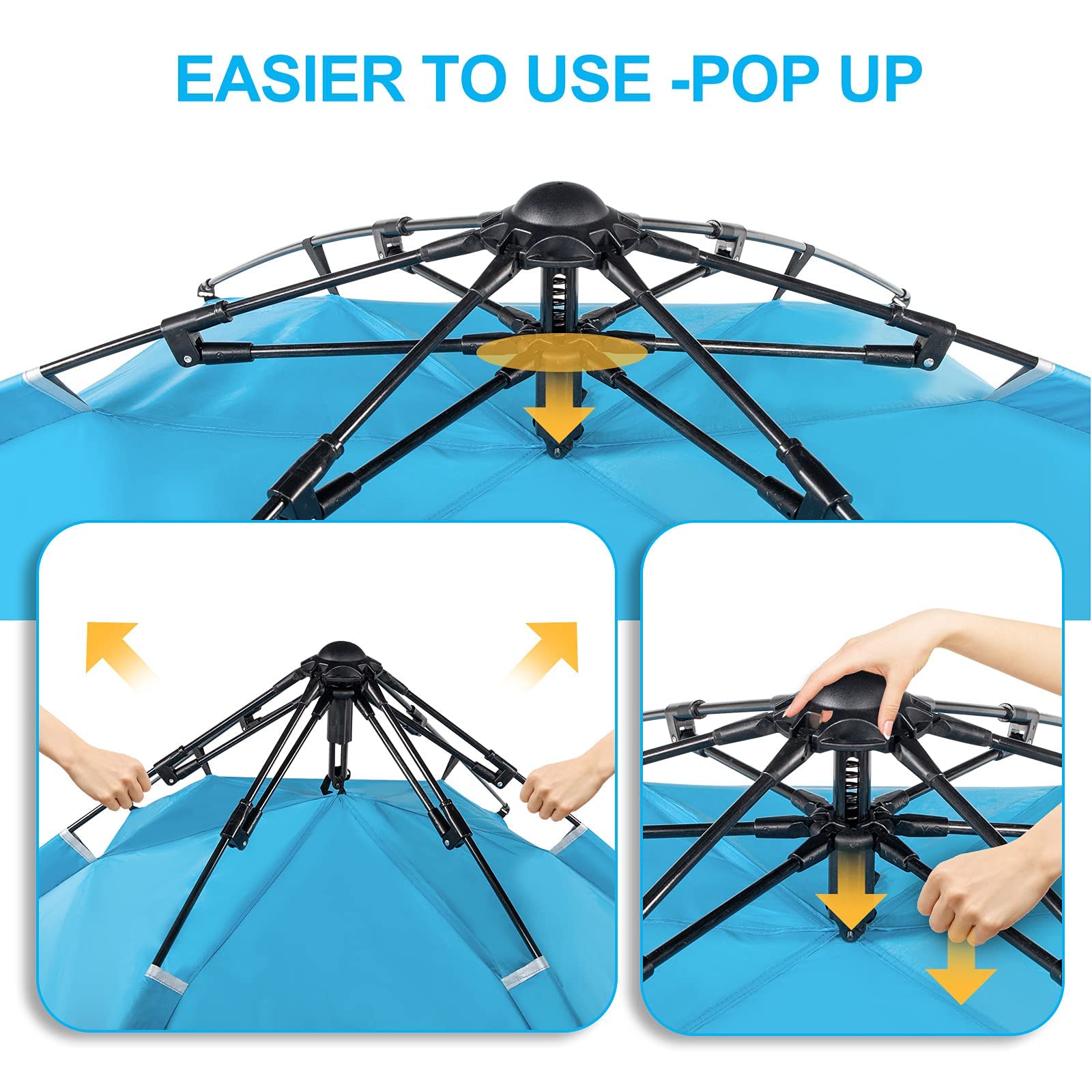 VINGLI Easy Pop Up Beach Tent, 99" L Large Sun Shade Shelter for 4-5 Person with Bag, UPF 50+ Sun Shelter Canopy