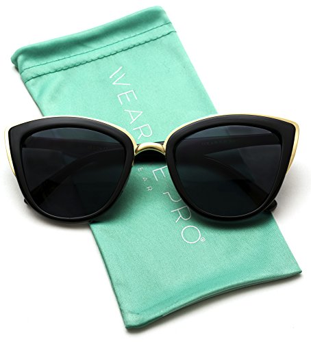 WearMe Pro Womens Cat Eye Mirrored Reflective Lenses Oversized Cateyes Sunglasses
