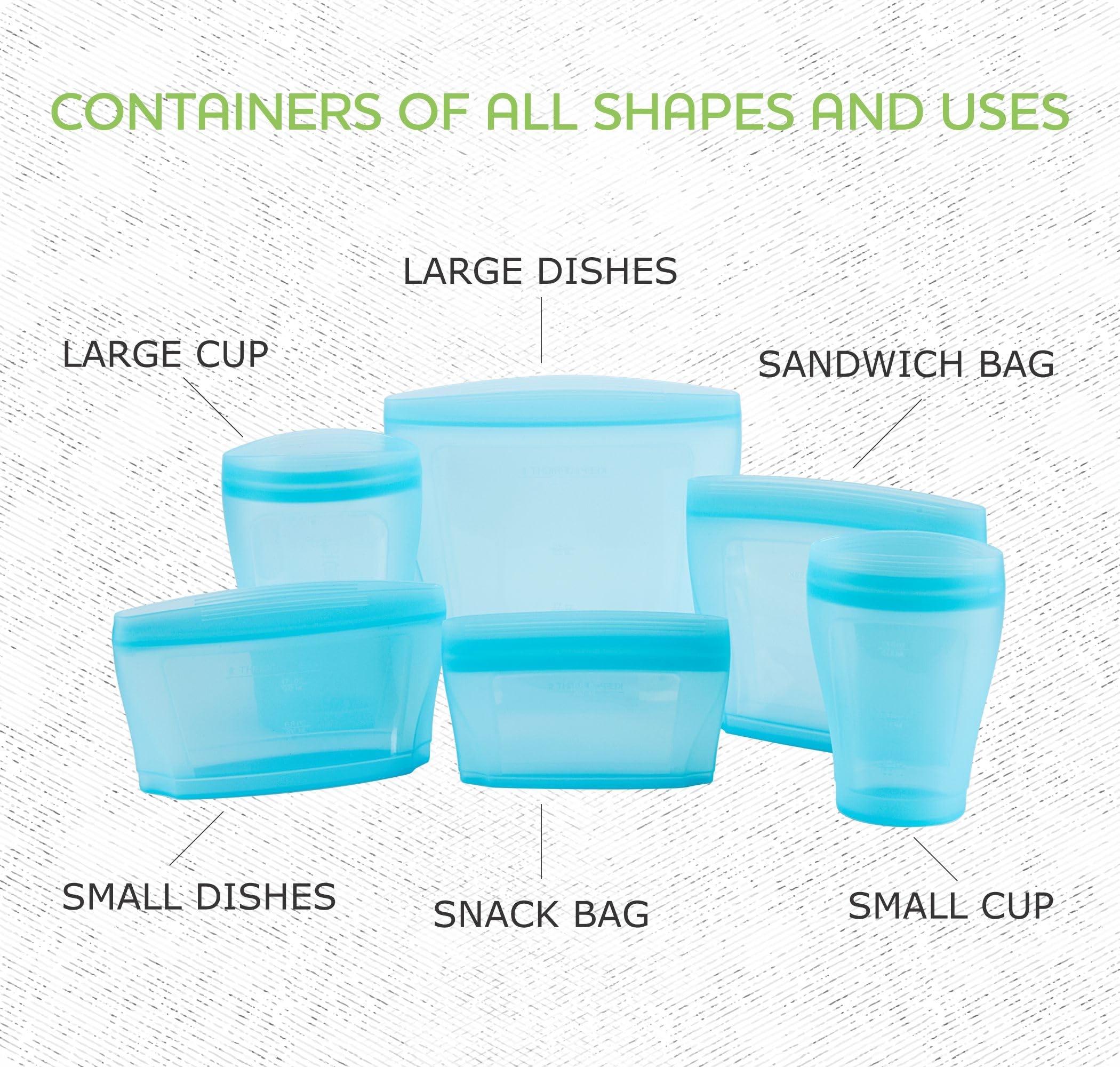 ZIP STANDING Reusable food container, silicone bag, 6 Pcs Zip Containers Can be used for fruit and vegetable snacks, etc. Microwave Dishwasher and Freezer Usable (white)…