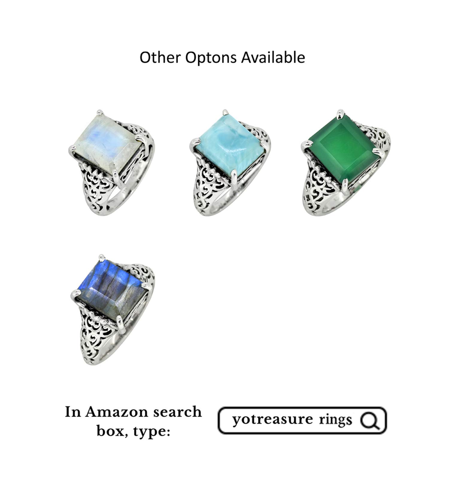 YoTreasure 10x12MM Blue Fire Labradorite Filigree Ring Solid 925 Sterling Silver Jewelry
