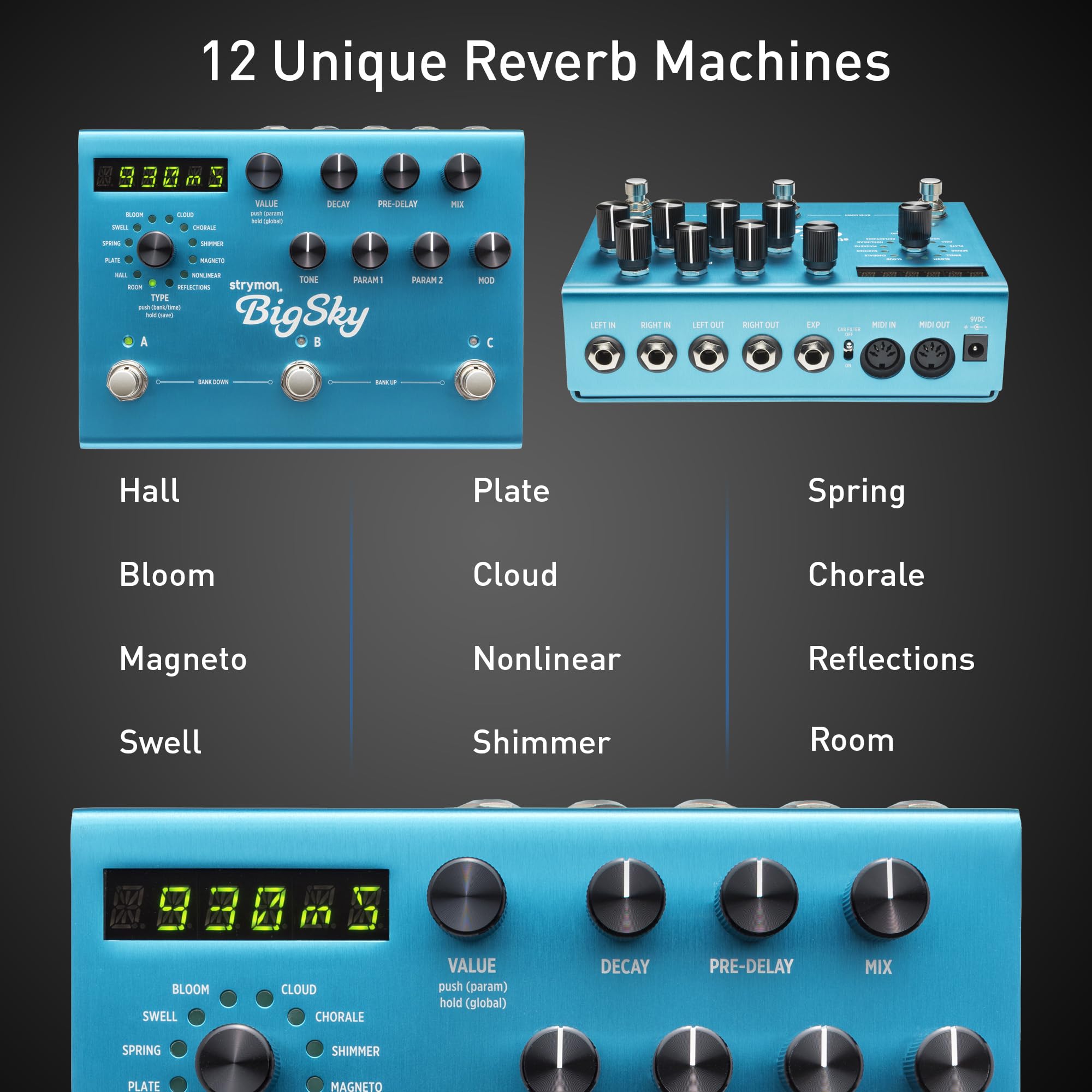 Strymon BigSky Multi Reverb Guitar Effects Pedal with 12 Unique Reverb Machines for Electric and Acoustic Guitar, Synths, Vocals and Keyboards
