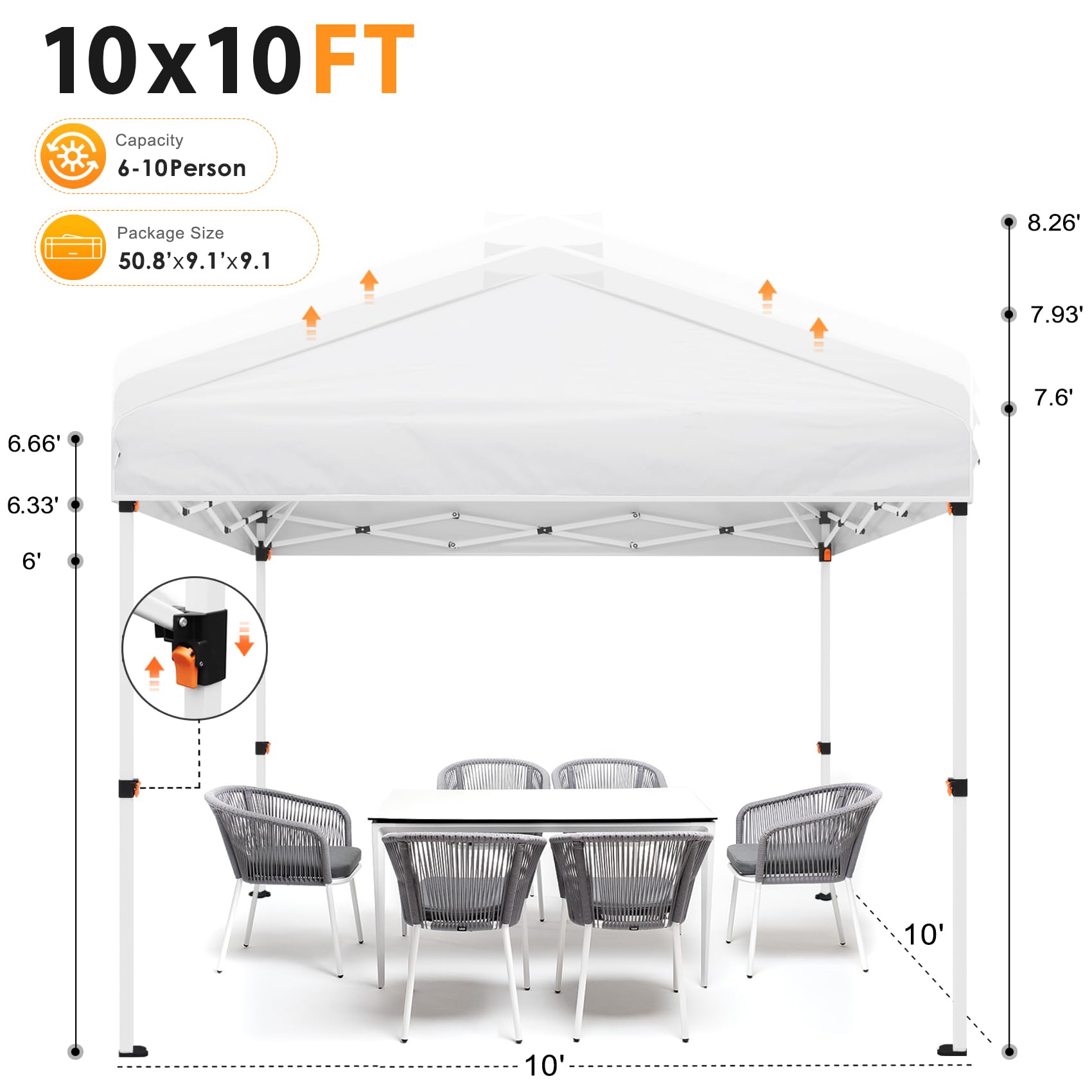 Winkalon 10x10 Pop Up Canopy, Instant Canopy Tent with Removable Sidewalls and Mesh Windows for Vendor Events, Outdoor Craft Show, Farmers Markets-White