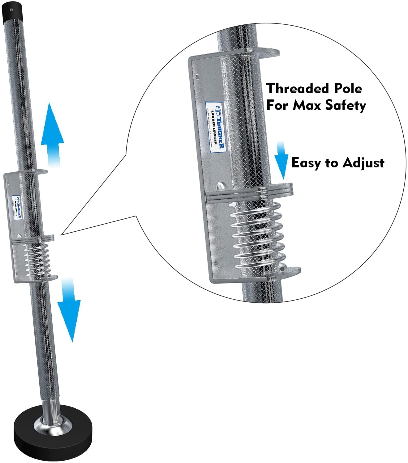 TOUGHER Ladder Leveler Pair,Ladder Accessories Tools Working on Stairs, Adjustable Ladder Leveler for Stable Platform and Ground Level for All Surfaces-Standard Version (20")